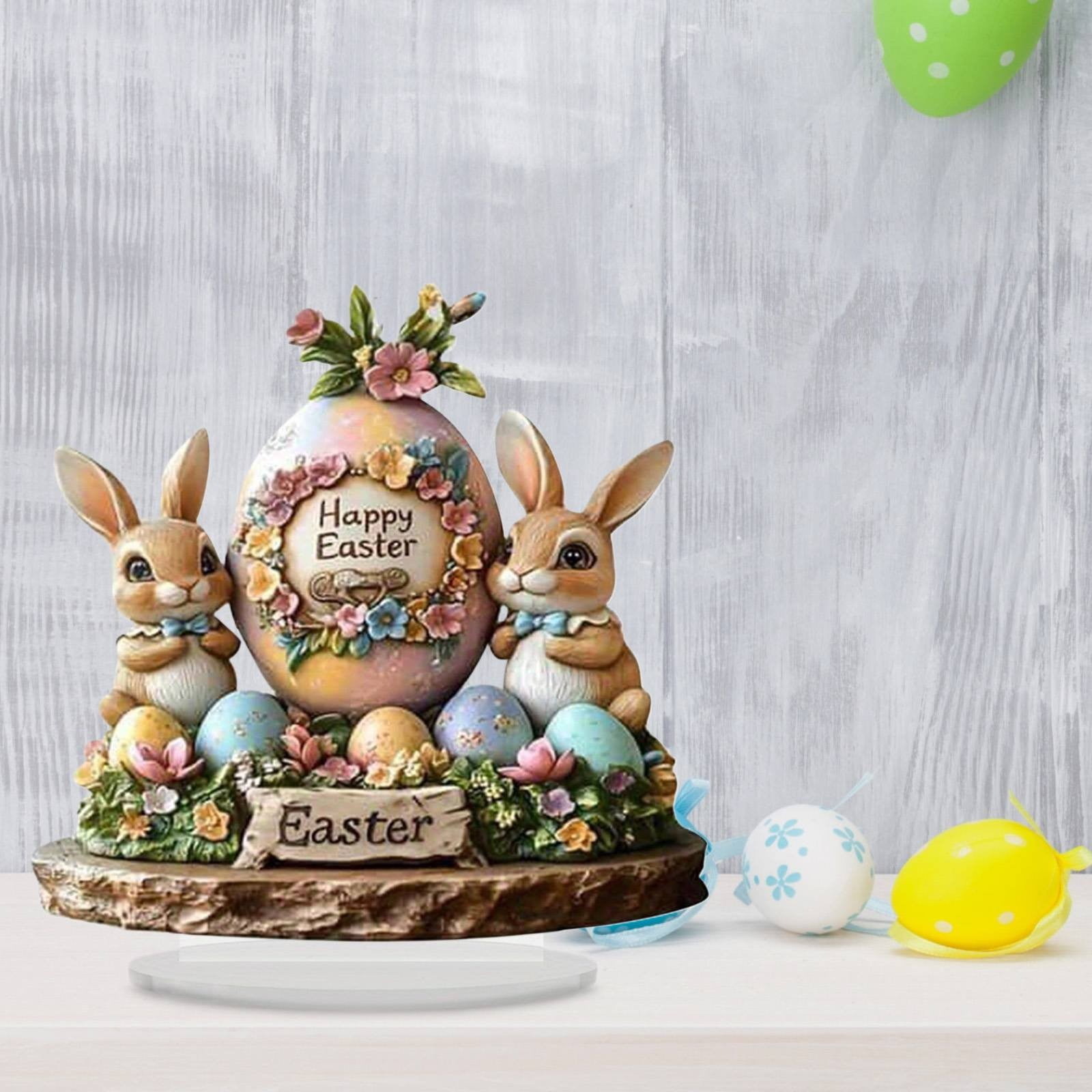 XYKA Easter Decorations Hand-Painted Eggs Bunny Centerpiece Easter ...