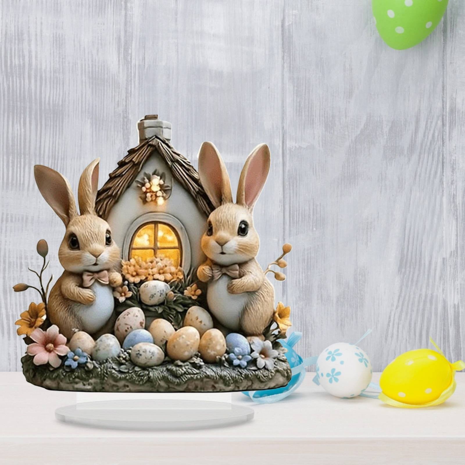 XYKA Easter Decorations Hand-Painted Eggs Bunny Centerpiece Easter ...