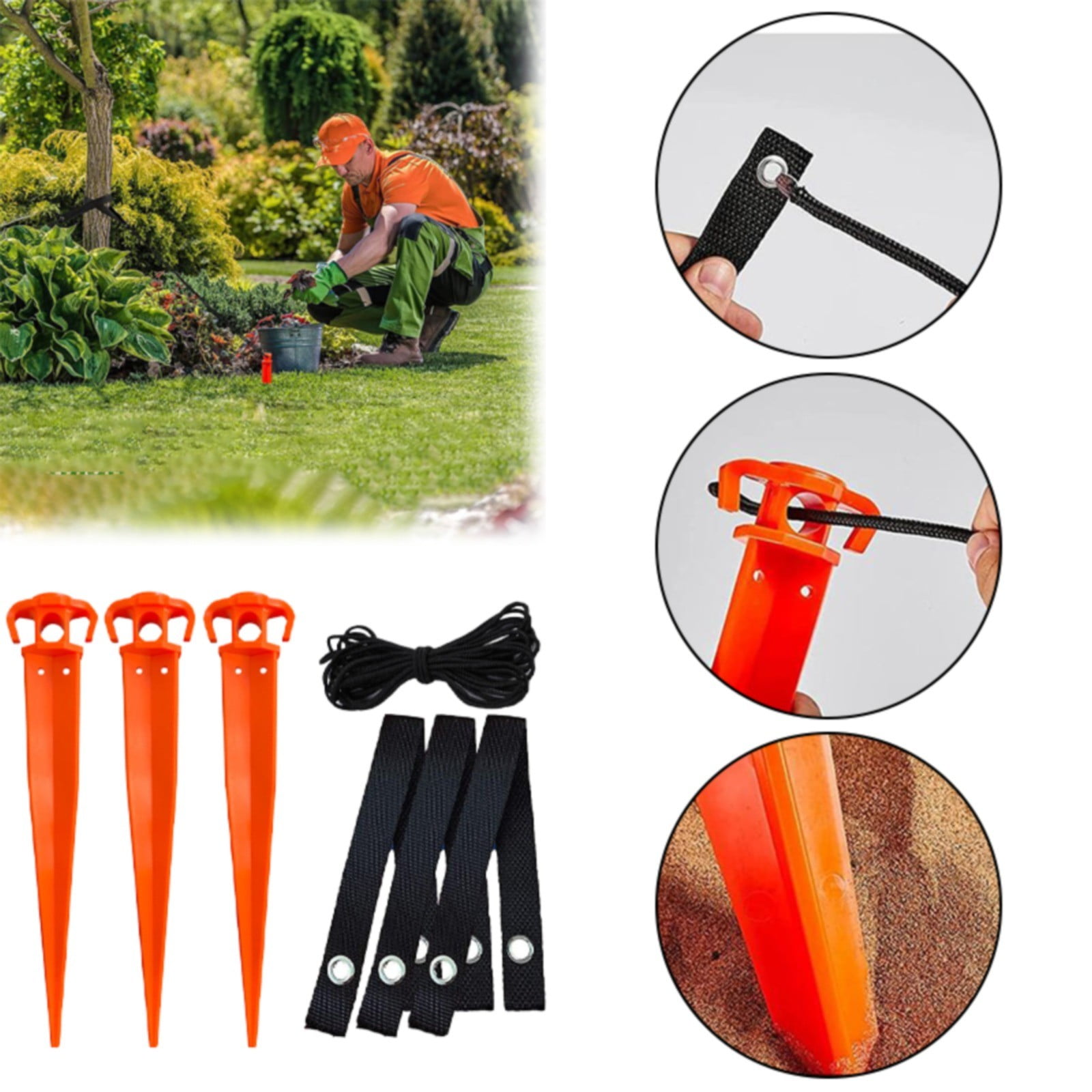 XYKA Garden Tree Stump Kit Plant Support Cage Set with Nylon Straps and ...