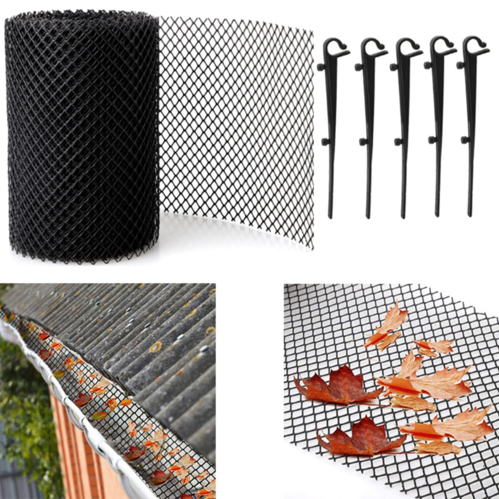 XYKA Gutter Guard Net Kit, 6'' X 20' Plastic Guards Mesh with 15 Clip ...