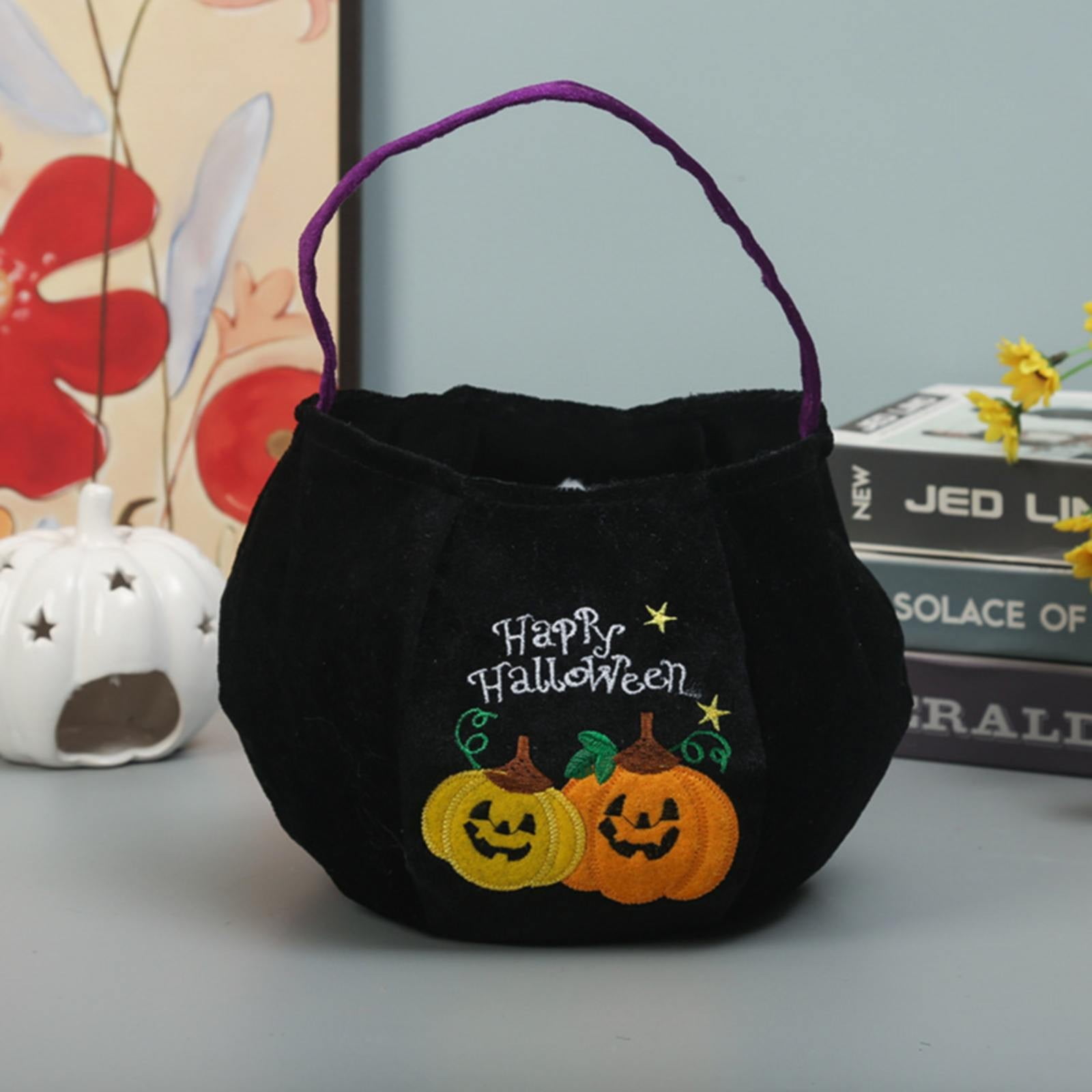 XYKA Halloween Candy Bag Velvet Trick or Pumpkin Bucket for Kids ...