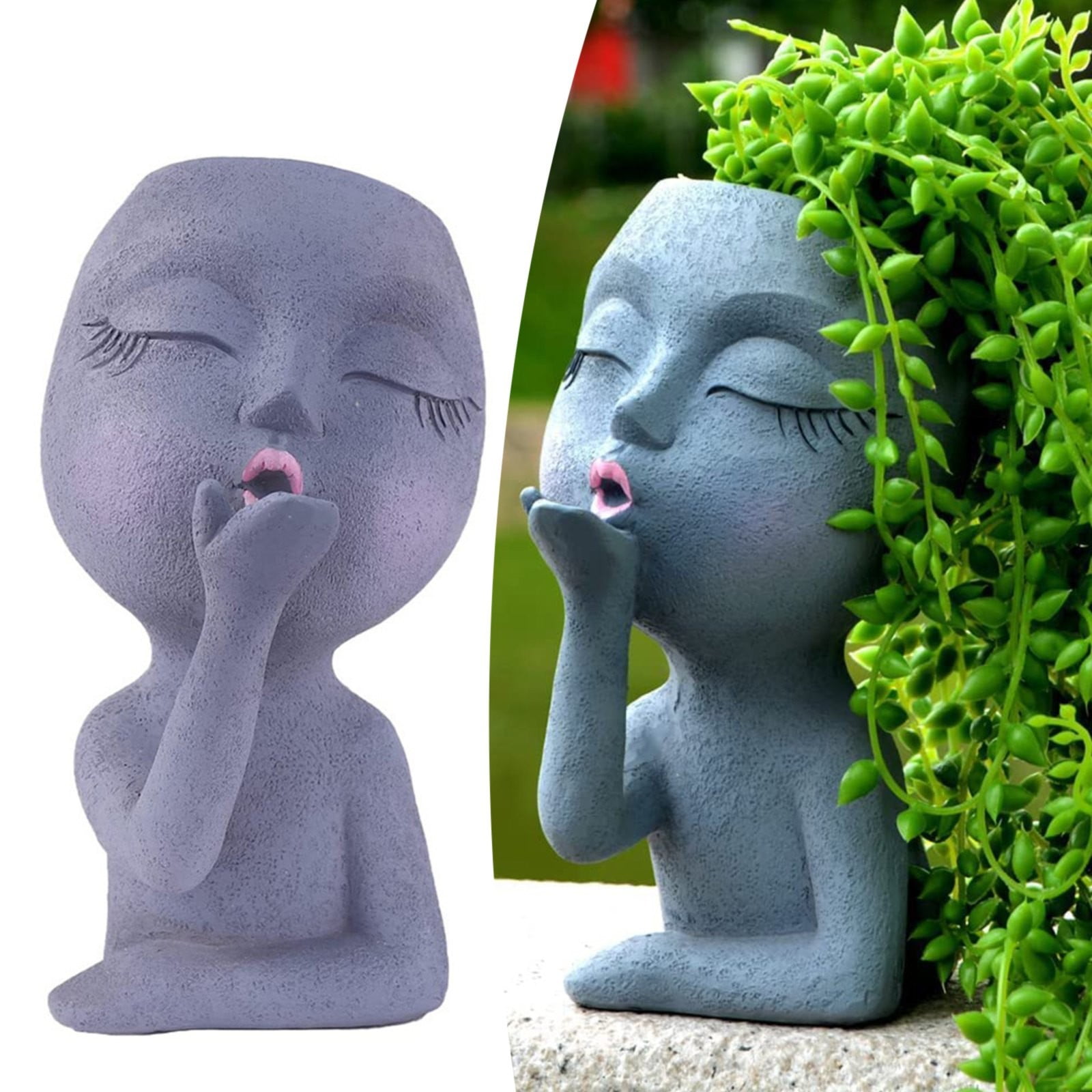 XYKA Planter Head Statue Flowerpot Girl Head Flower Pot Lady Plant Pots ...