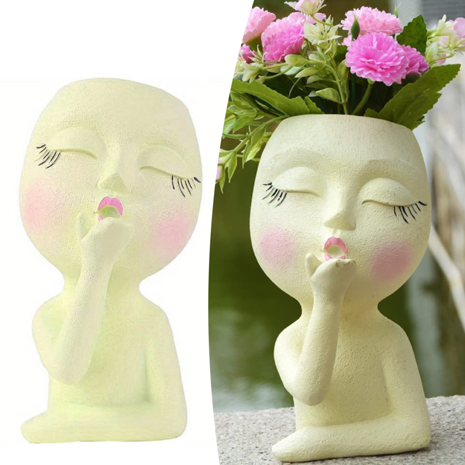 XYKA Head Planter Face Flower Pot Planter Head Statue Flowerpot Girl ...