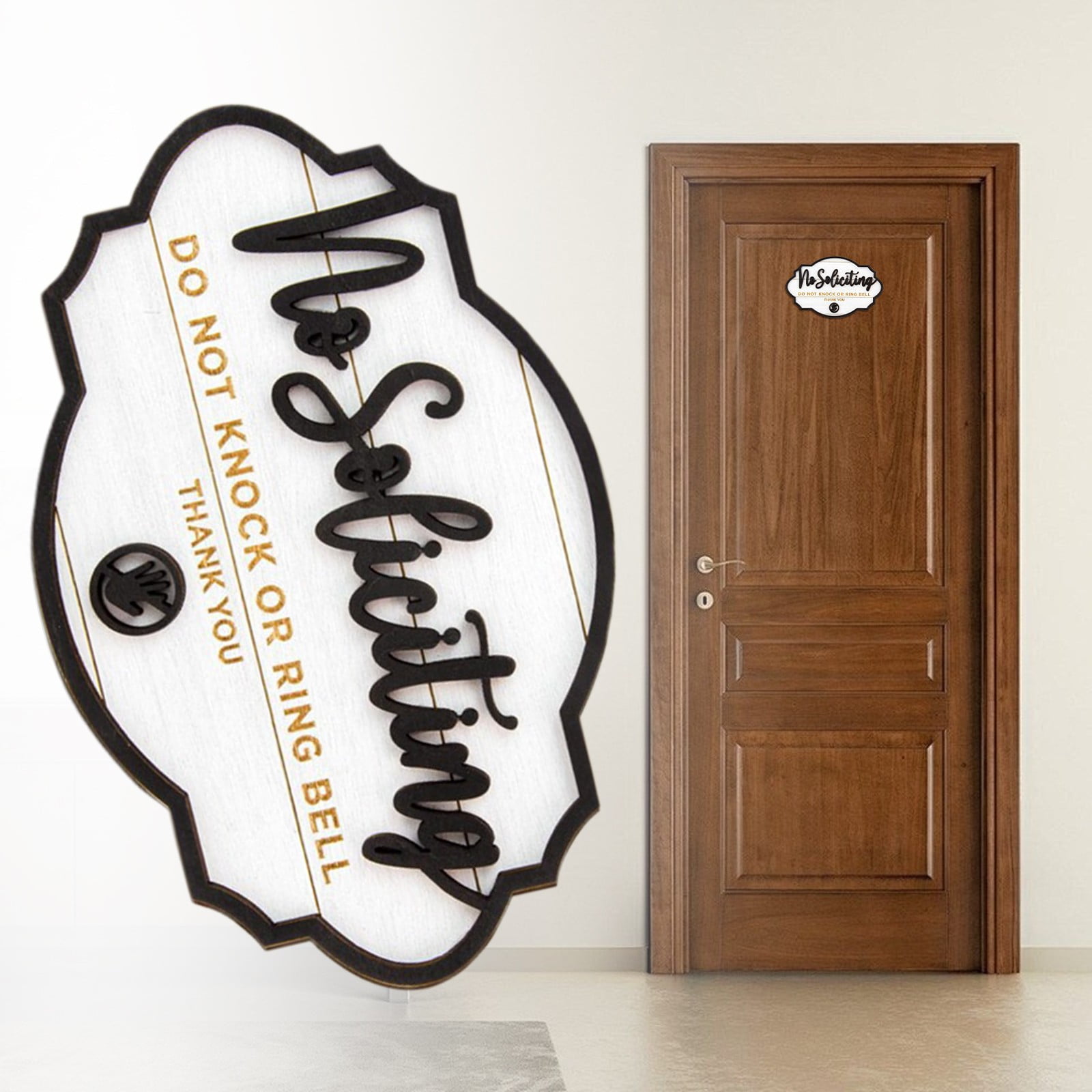XYKA House Door Sign, Small Wall Mounted Wooden "No Solicitation, No ...