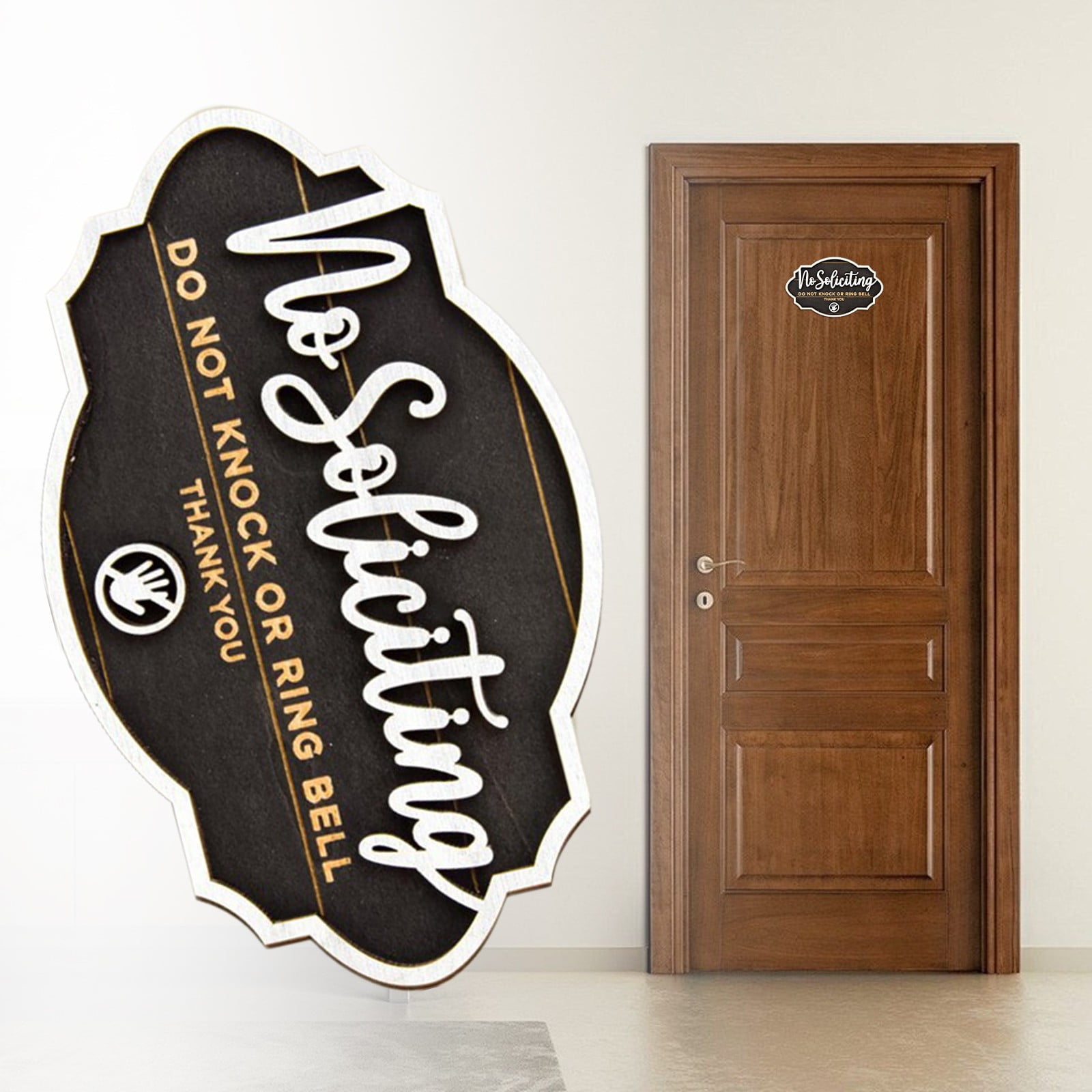 XYKA House Door Sign, Small Wall Mounted Wooden "No Solicitation, No ...