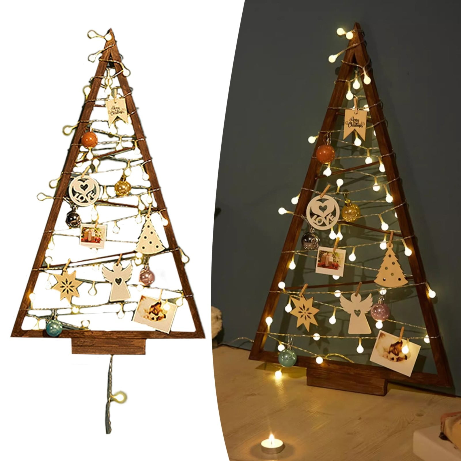 XYKA LED Wooden Christmas Tree Table Decorations Rustic Country Style ...