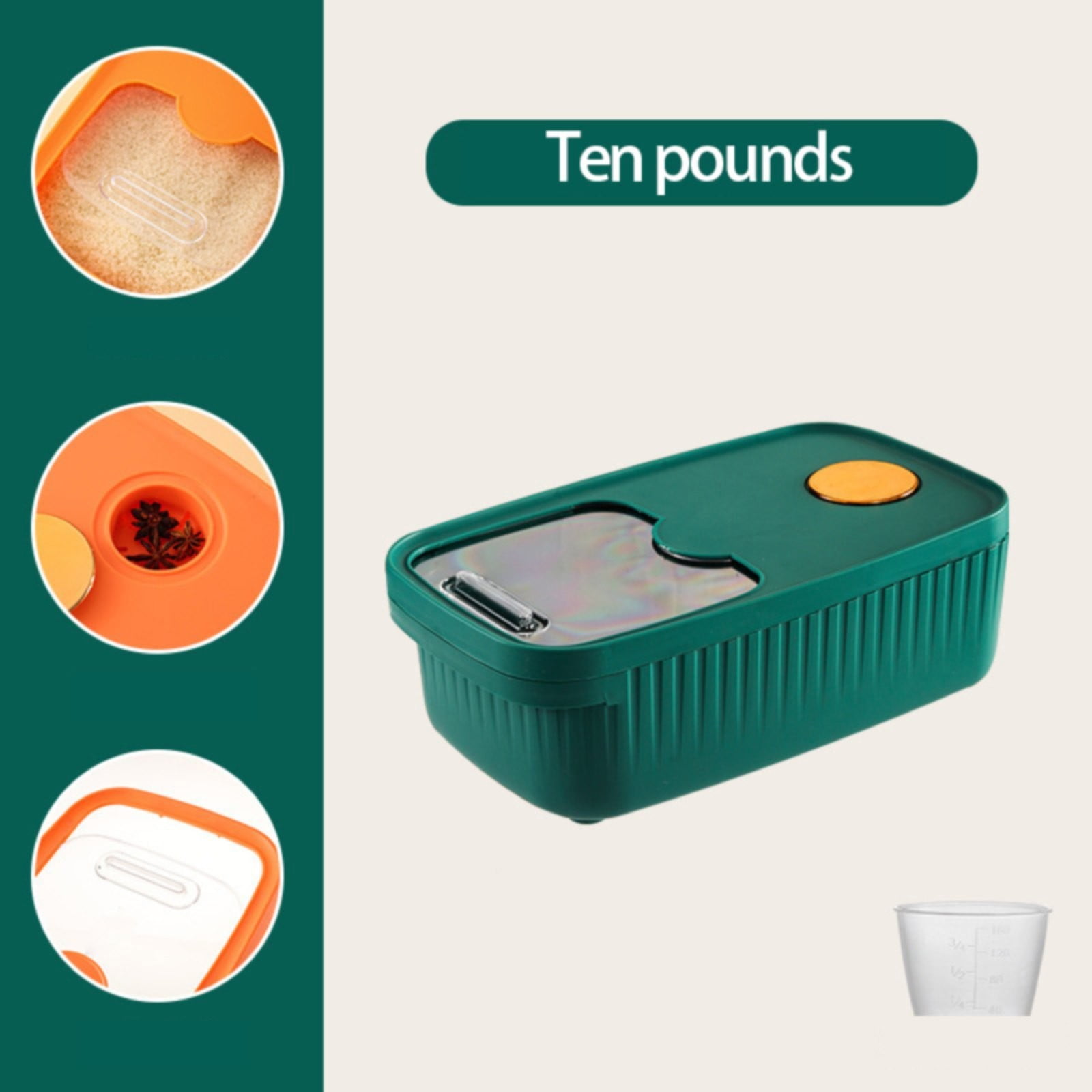 XYKA Large Capacity Airtight Rice Container Clear Plastic Grain Storage ...