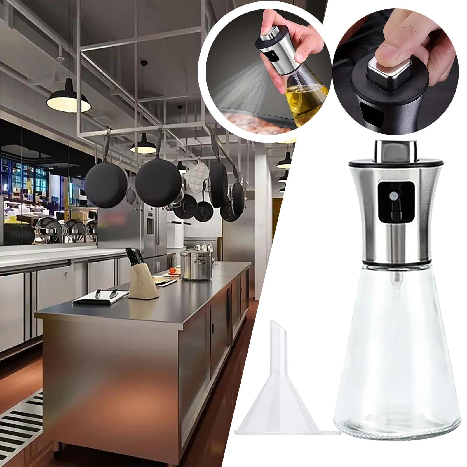 XYKA Refillable Oil Sprayer for Cooking 200ml Stainless Steel and Glass ...