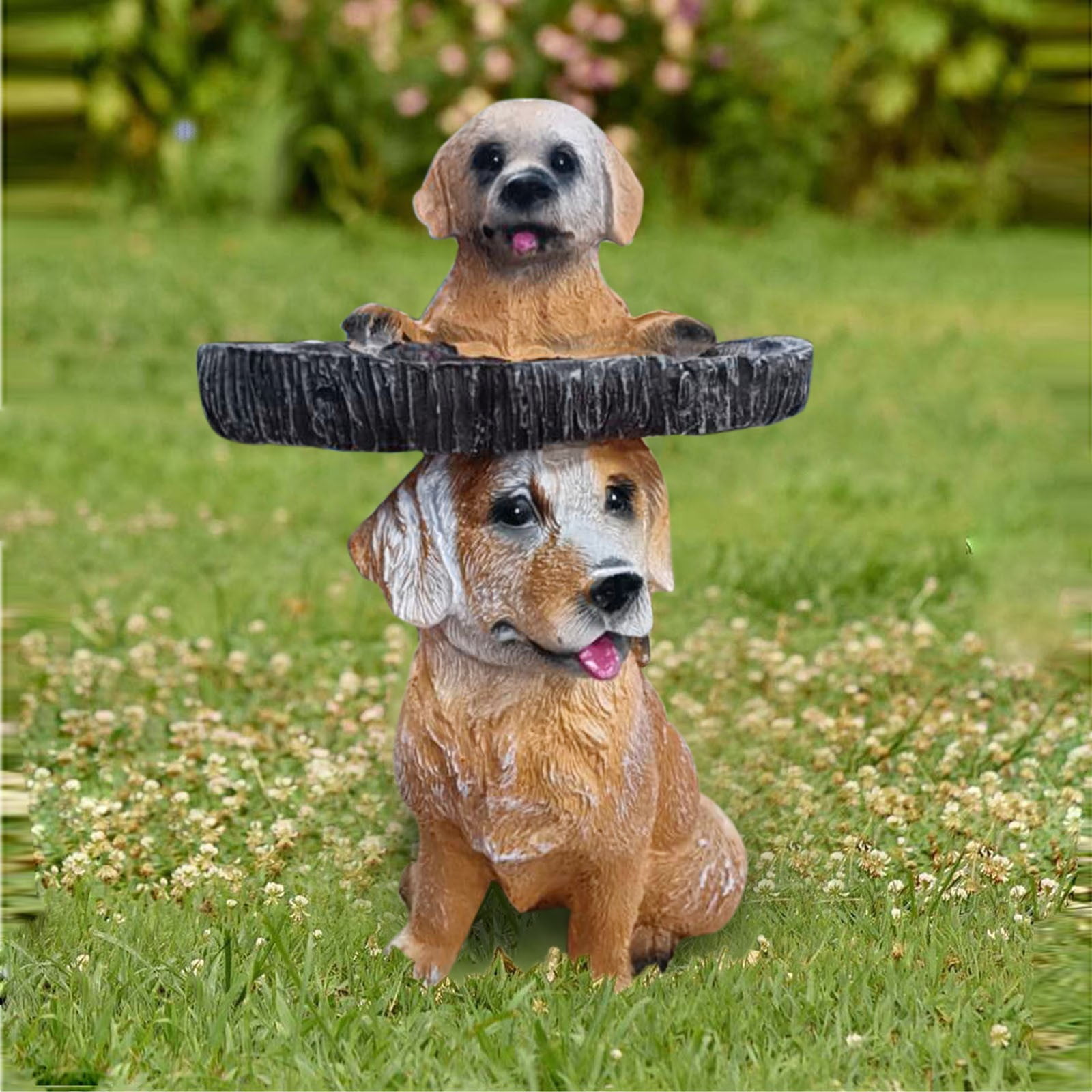 XYKA Resin Dog Birdbath Decorative Polyresin Antique Garden Bird Bath ...