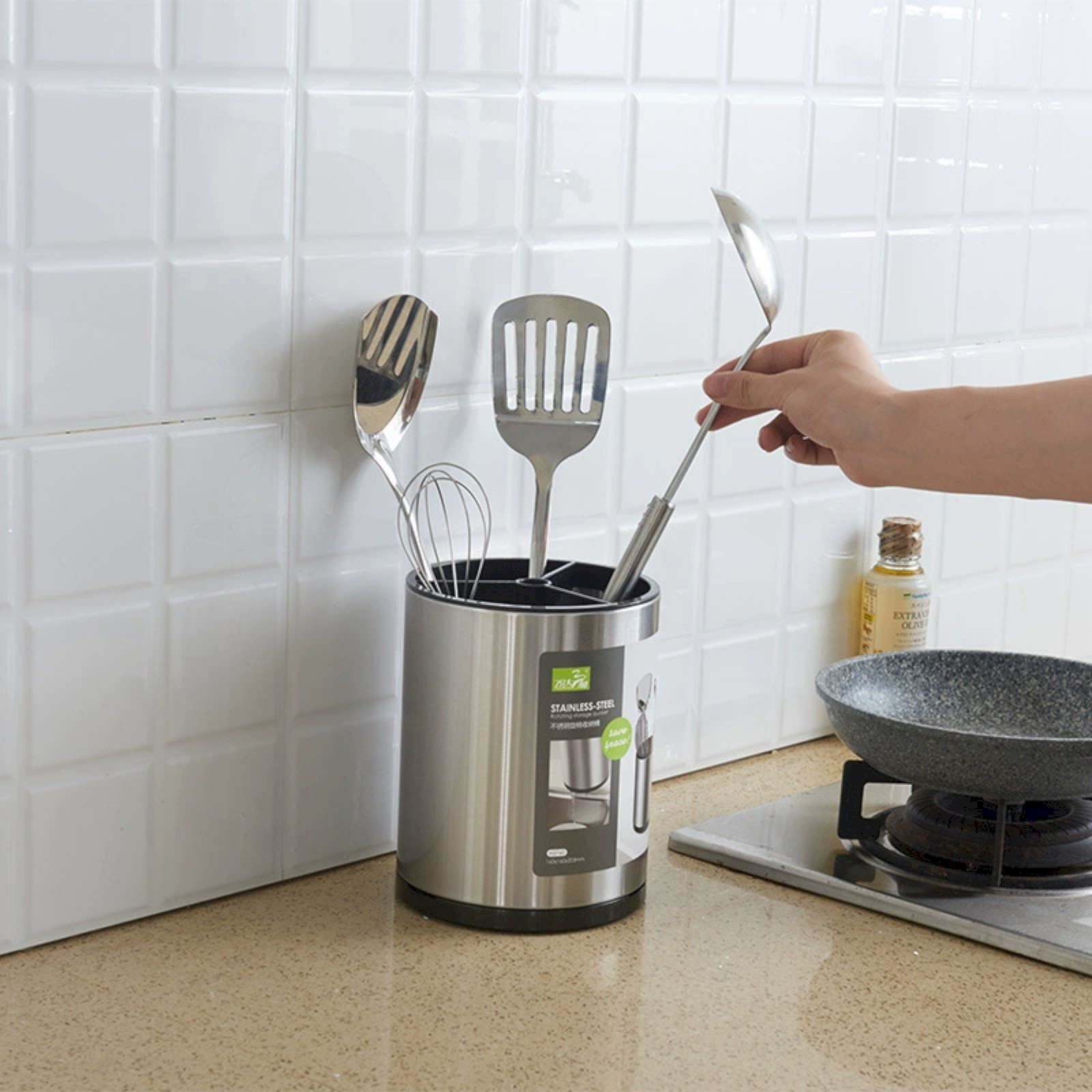 XYKA Stainless Steel Kitchen Utensil Holder Countertop Utensil ...