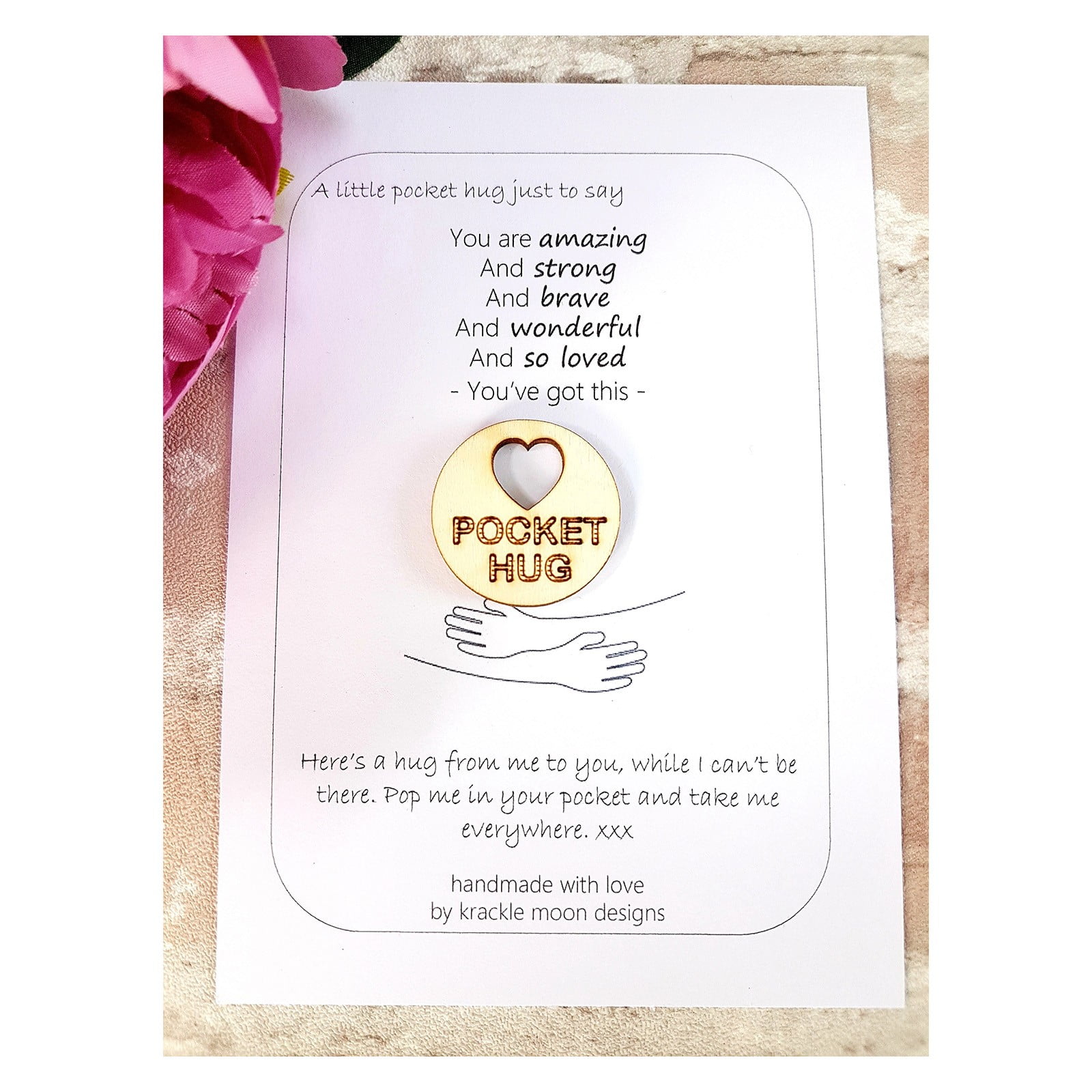XYKA Tinny Little Pocket Hug Token with Poem Card for Isolation You Are ...
