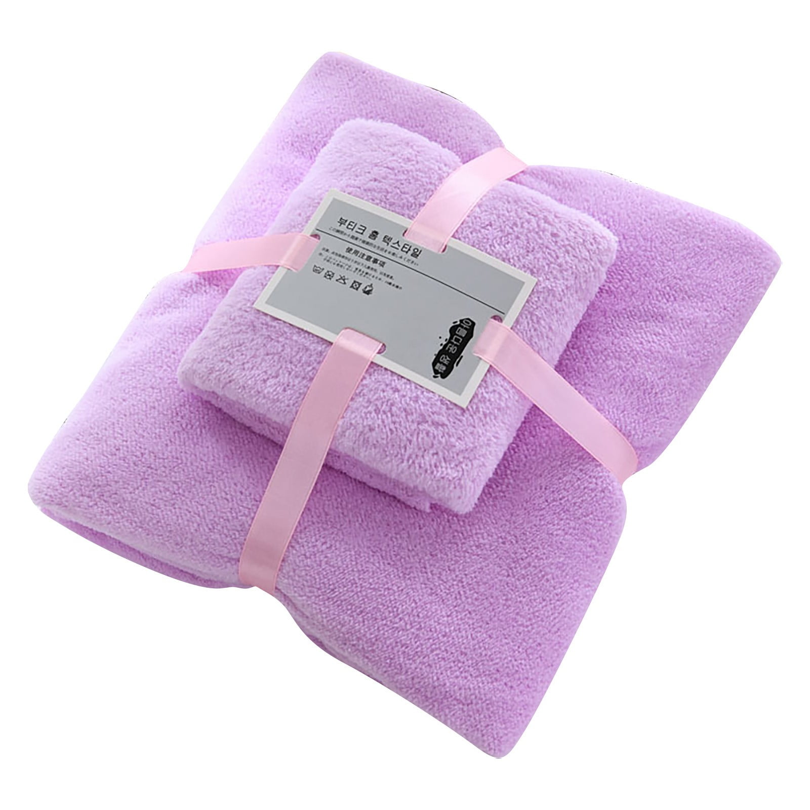 XYKA Two-In-One Towel Set Soft High-Density Coral Bath Towel and Hand ...