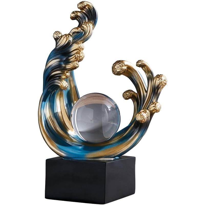 XYQXYQ Modern Abstract Decorative Wave Statue, Blue Abstract Art Home ...