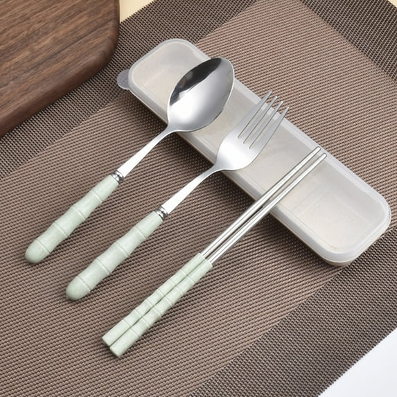XYRSRUW 3-in-1 Travel Cutlery Set, Portable Stainless Steel Fork Spoon ...