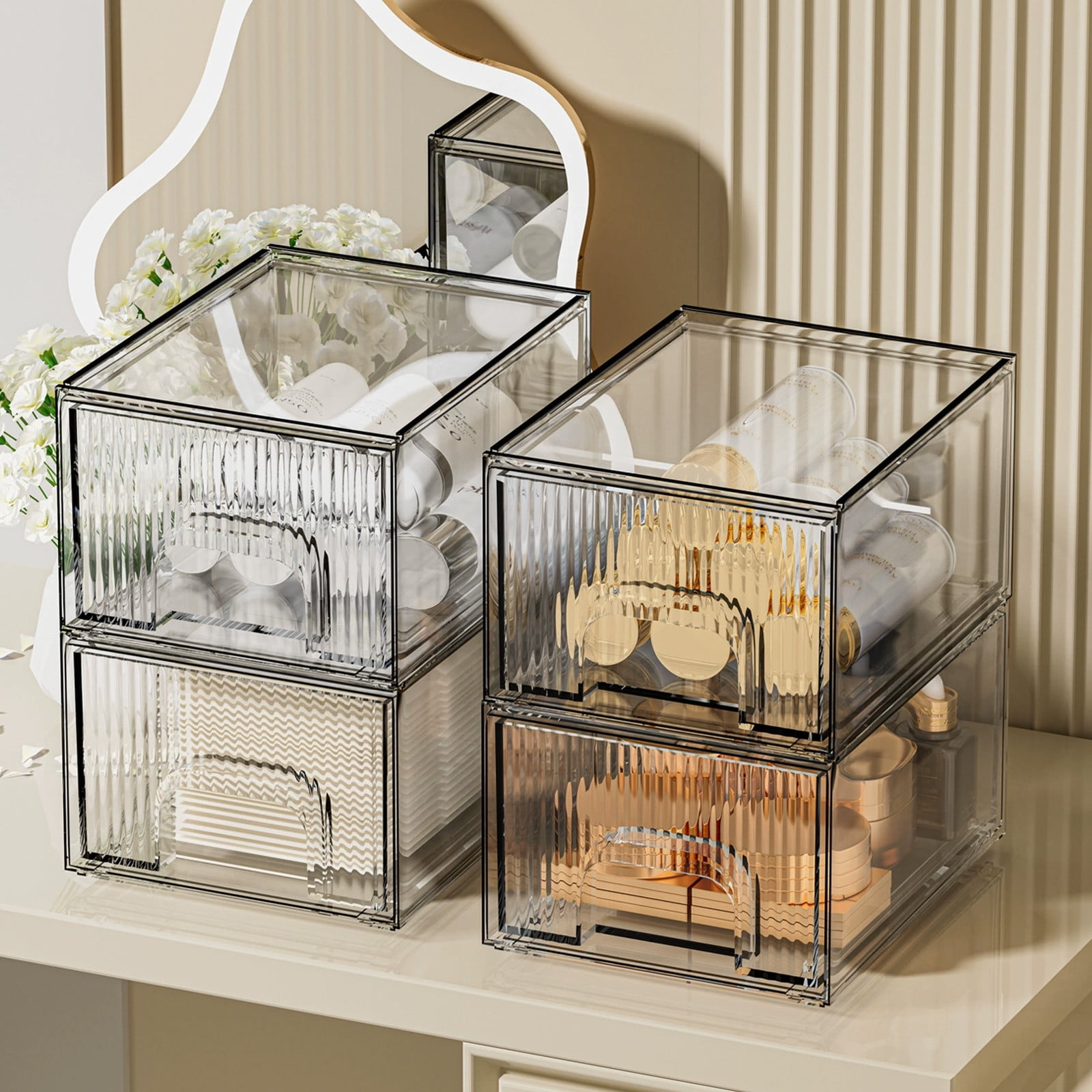 XYRSRUW Acrylic Storage Box, Transparent Organizer Drawer, Cosmetic ...