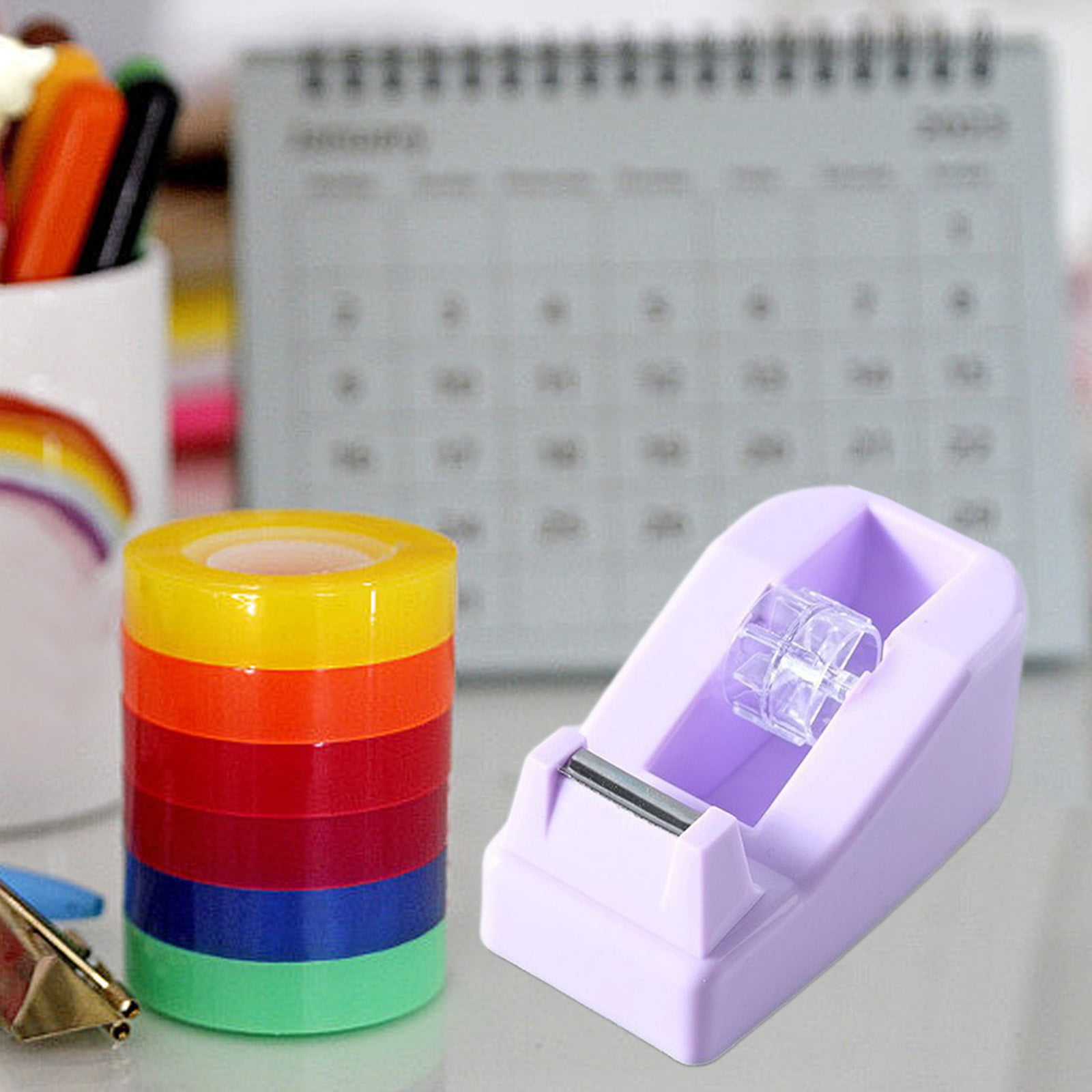 XYRSRUW Adhesive Tape Dispenser, Macaroon Tape Holder for Easy Use ...