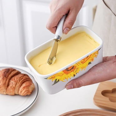 Ceramic Two-in-One Butter Dish with Lid, Covered Butter Crock Container ...
