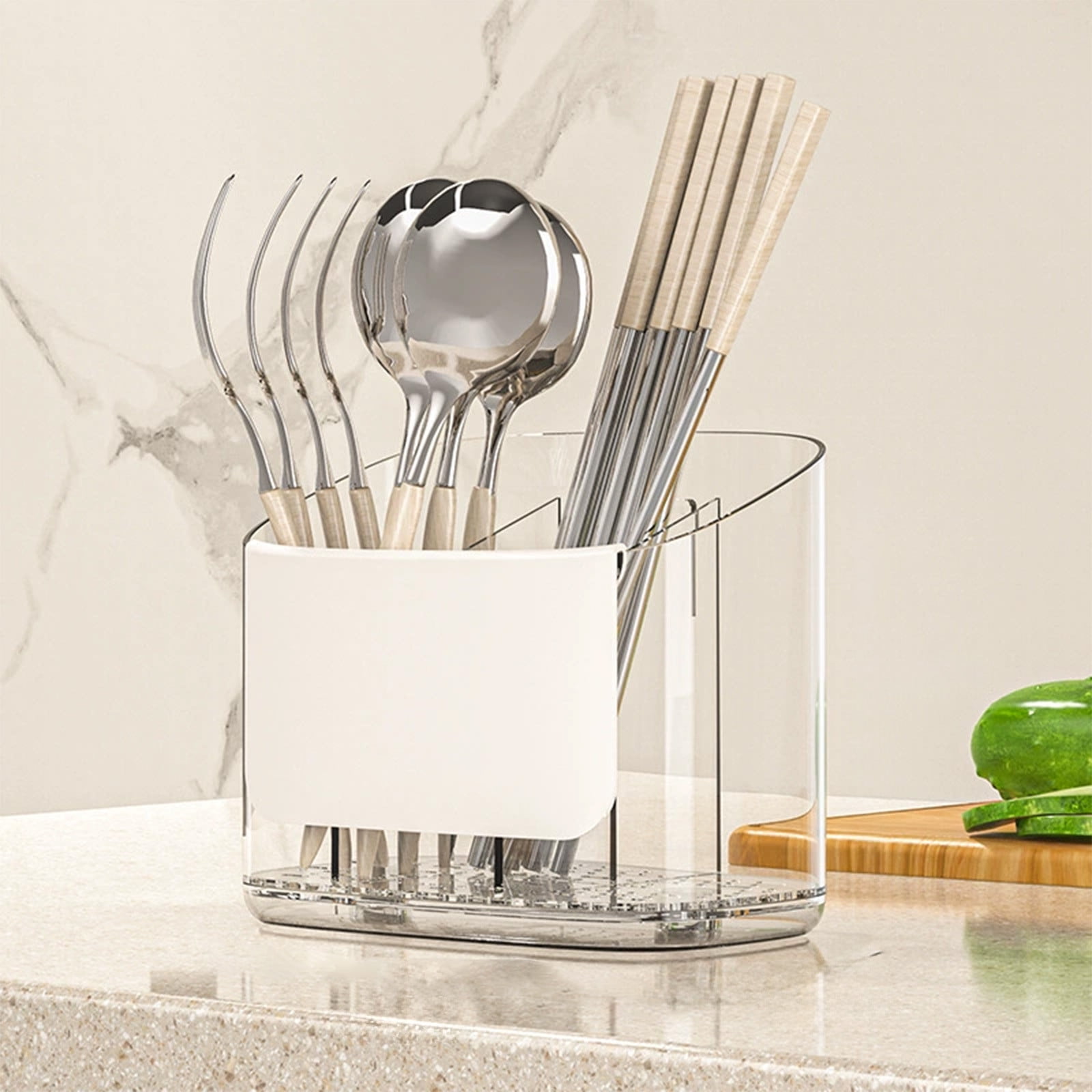 XYRSRUW Household Kitchen Cutlery Organizer, Multi-Functional Draining ...