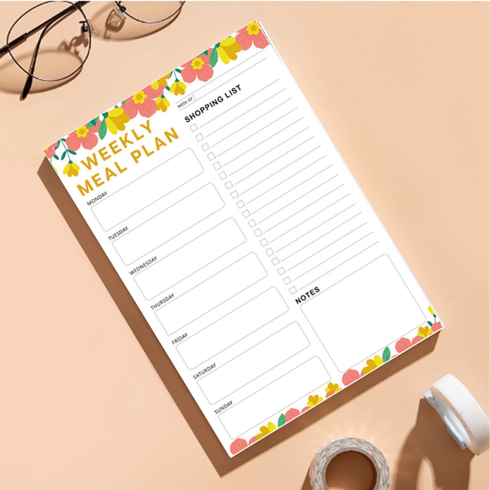 XYRSRUW Meal Planner, Weekly Menu Organizer with Floral Design ...