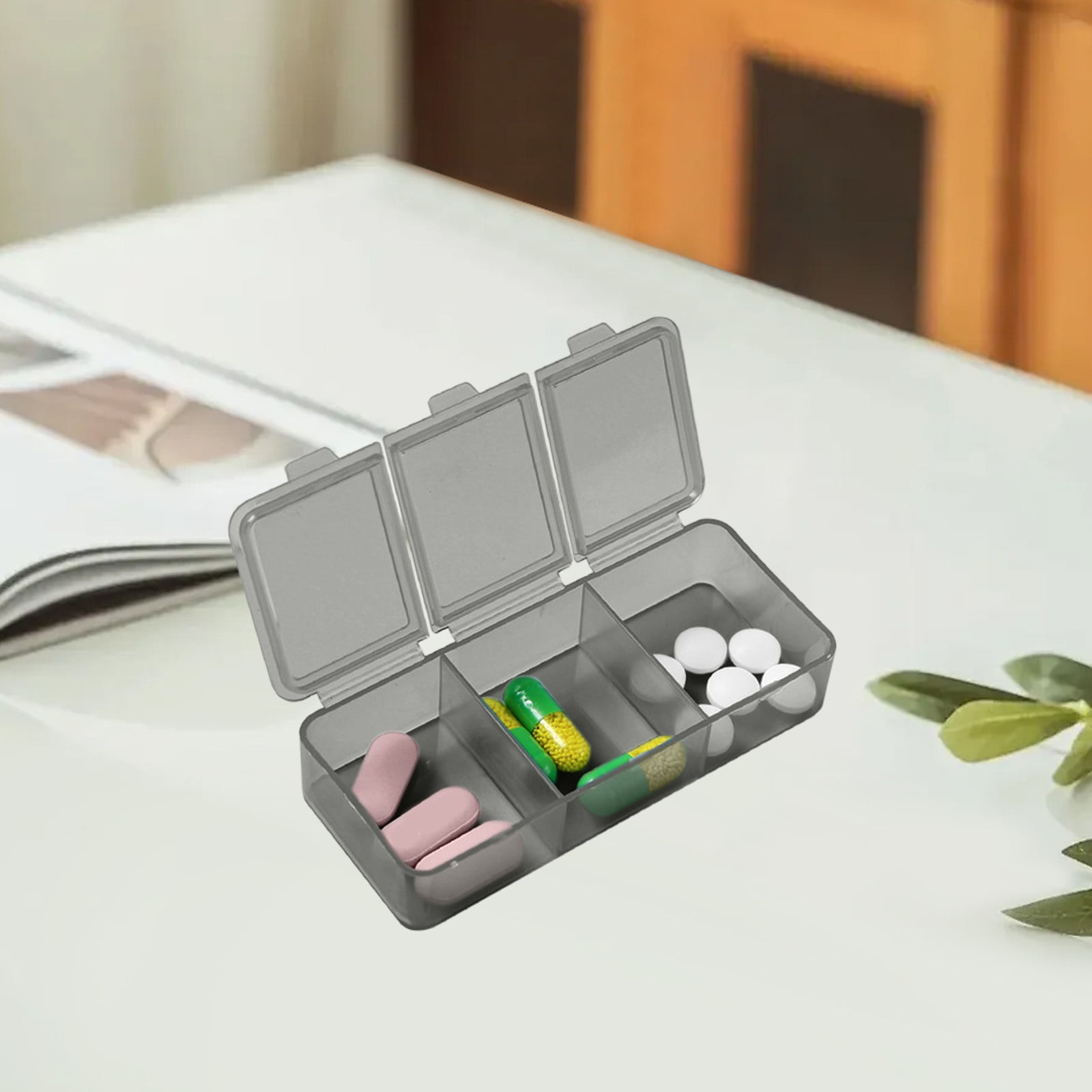 XYRSRUW Portable Morning Noon and Night 3-Compartment Pill Box, Small ...