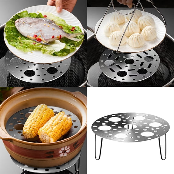XYRSRUW Stainless Steel Steaming Tray, Foldable Cooking Rack with Three ...