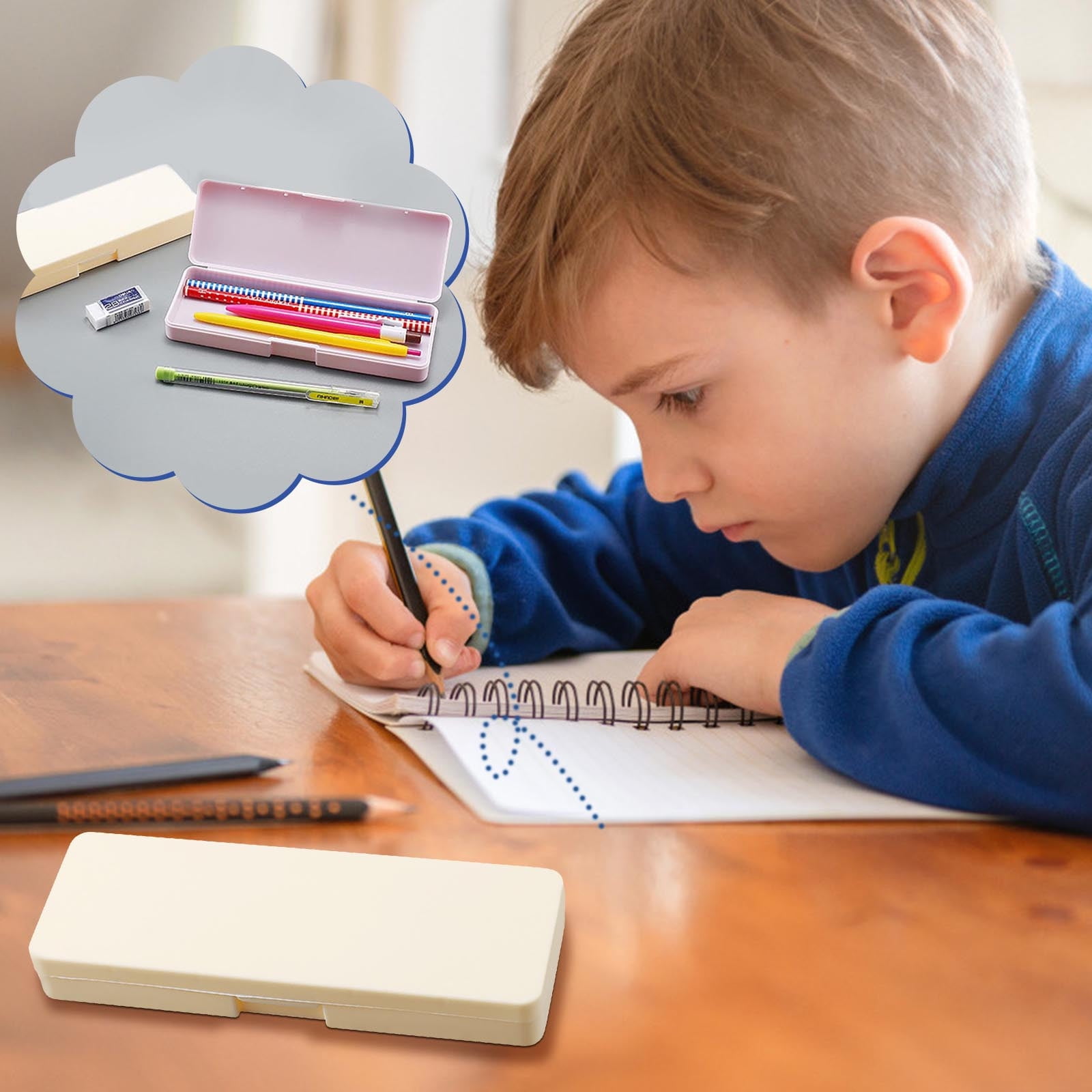 XYRSRUW Translucent Pencil Case, Multi-functional Storage Box with Lid ...