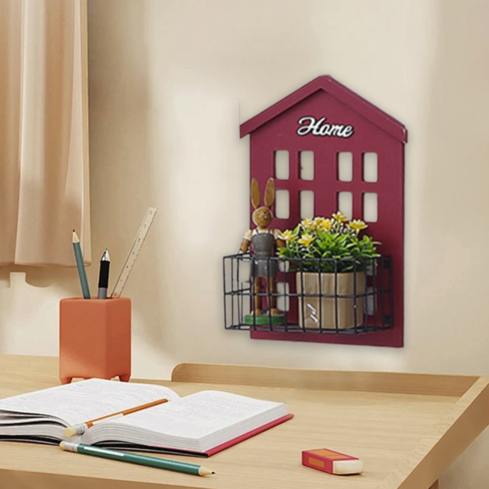 XYRSRUW Wall Shelves Floating Display, Wooden Step Rack with Hooks ...