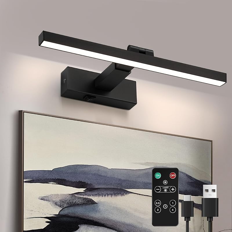 XYSM Battery Operated Picture Lights for Wall Dimmable Wireless Art ...