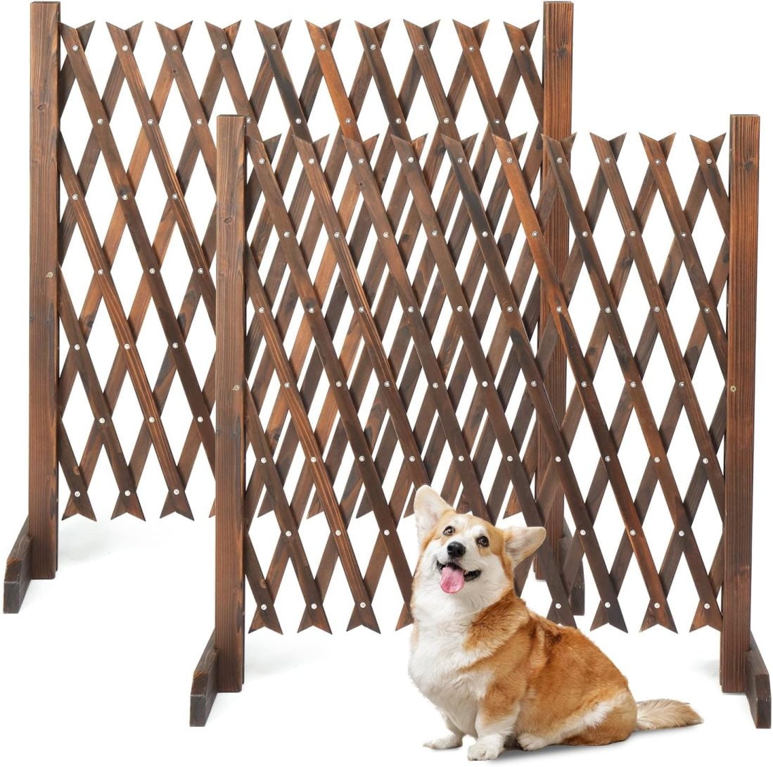 XYSP 2 Packs Extendable Garden Fence, 27.55 Inch Tall Freestanding ...