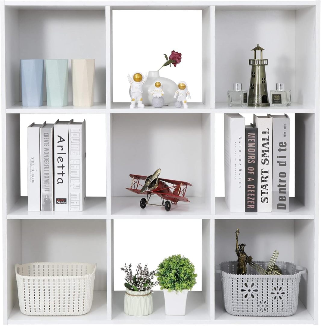 XYSP 9 Cube Storage Shelf Organizer, Wooden Bookshelf System Display ...