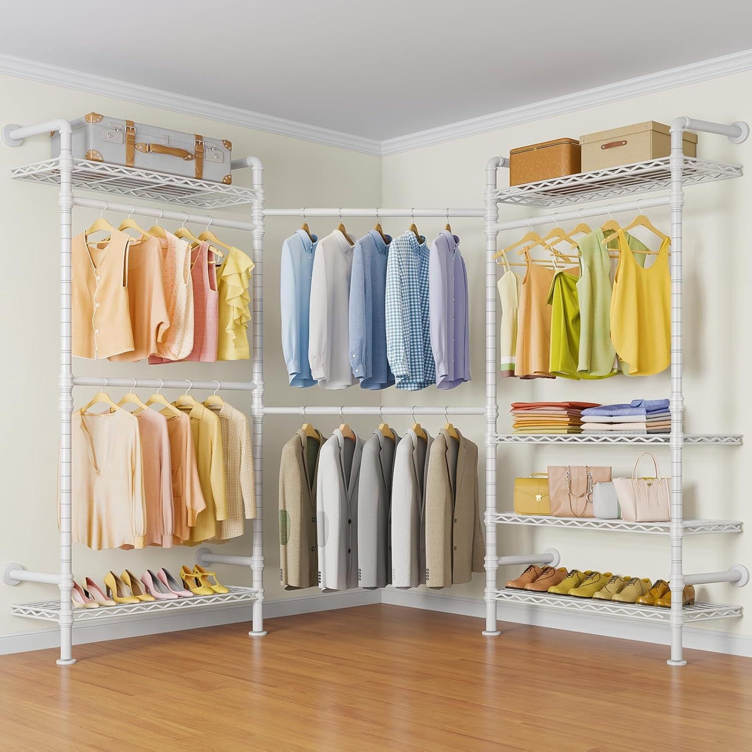 XYSP L3 L Shape Garment Rack Heavy Duty Clothes Rack for Hanging ...