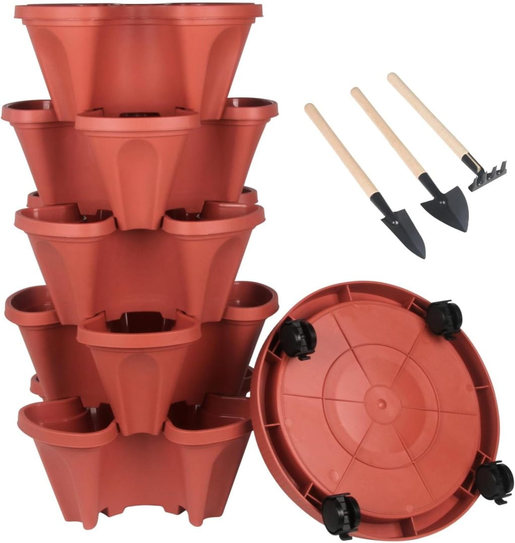 XYSP Stackable Planters 5 Tier Vertical Garden Planting Tower Planters ...