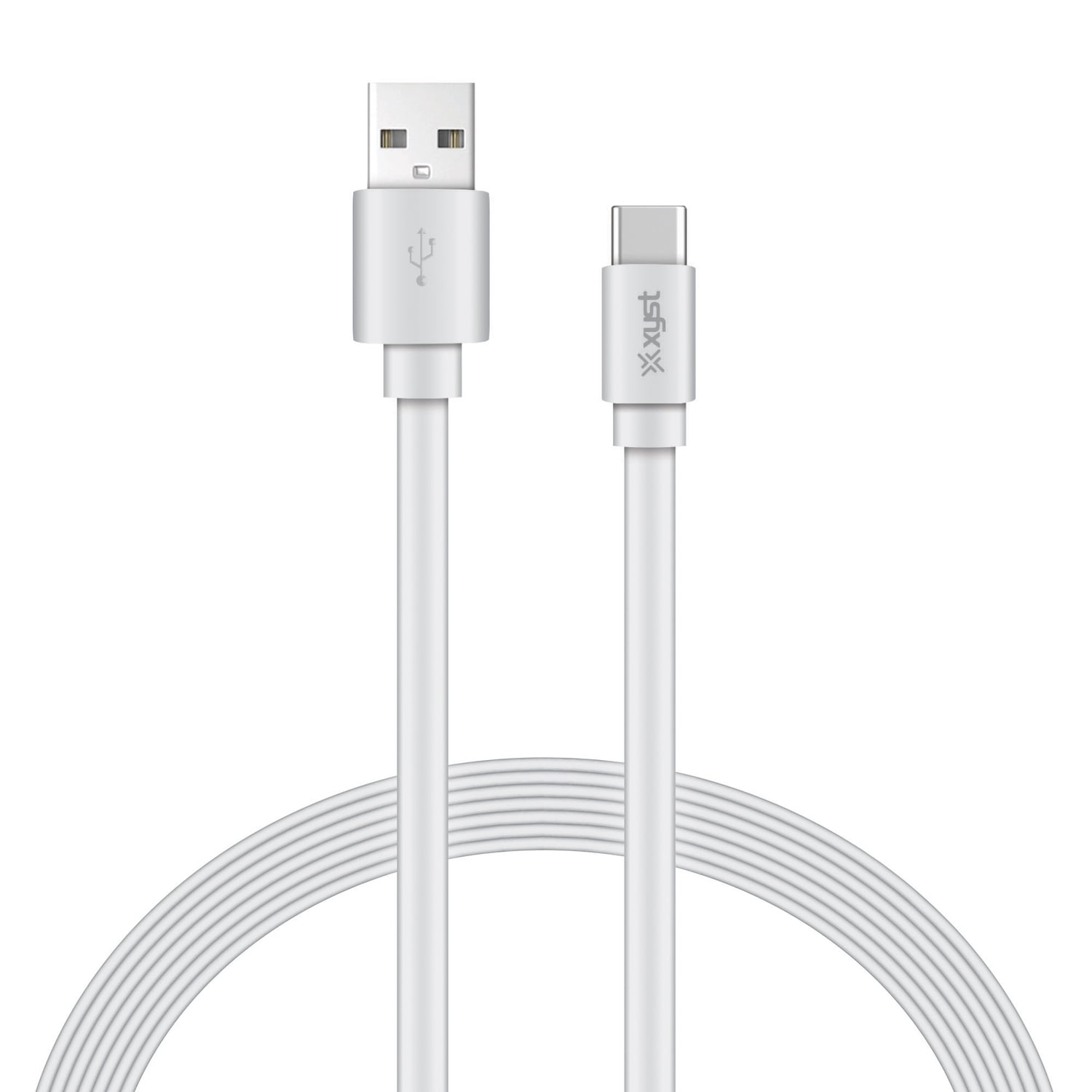 XYST XYS-TC4604F Charge and Sync USB to USB-C Flat Cable, 4 ft. (White ...