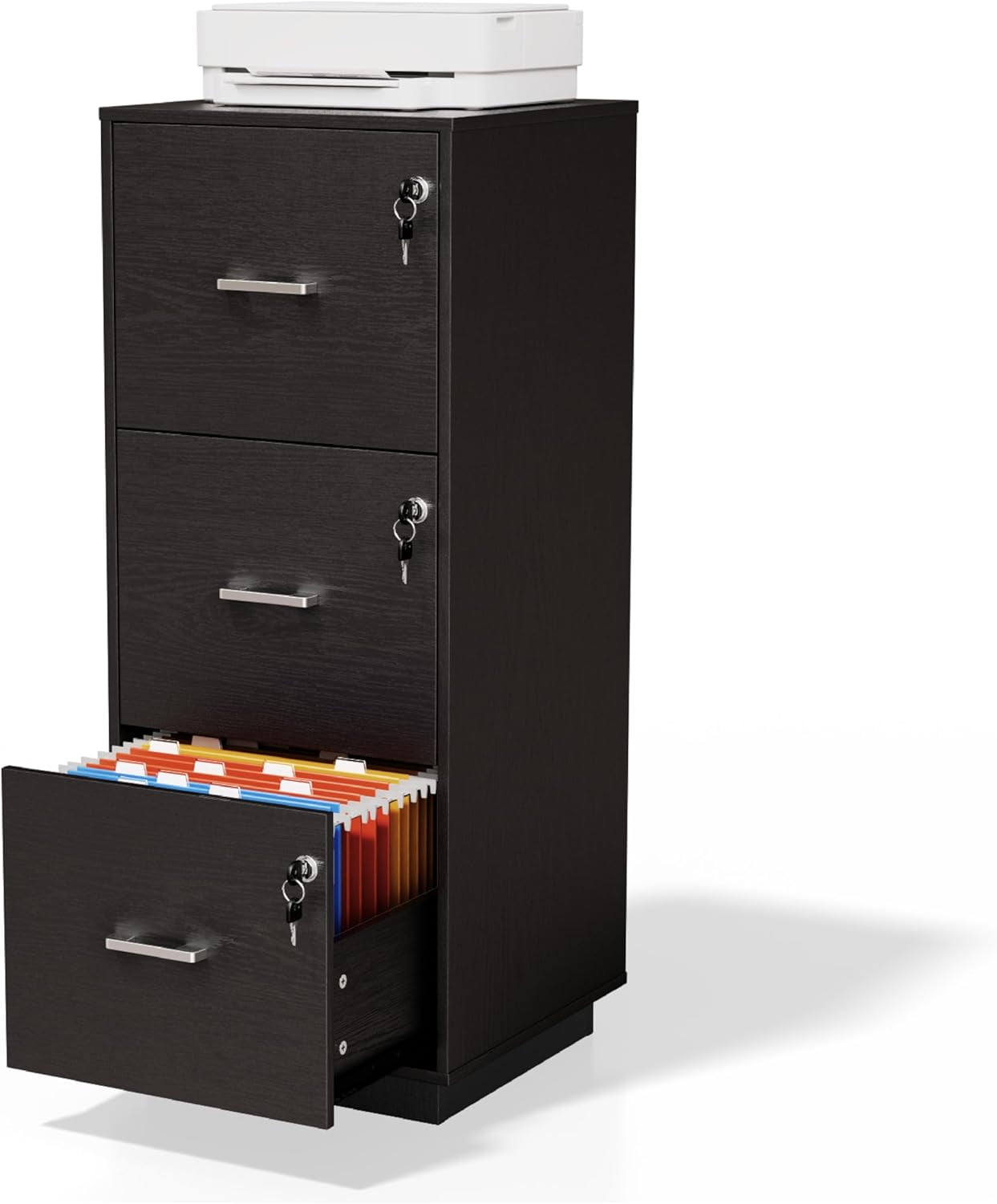 XYTREW 2 Drawer File Cabinet with Lock, Wood Rustic Gray Filing Cabinet ...
