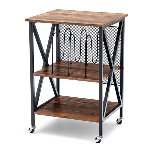 XYTREW 3-Tier Rolling Record Player Stand – Turntable Table with Vinyl ...
