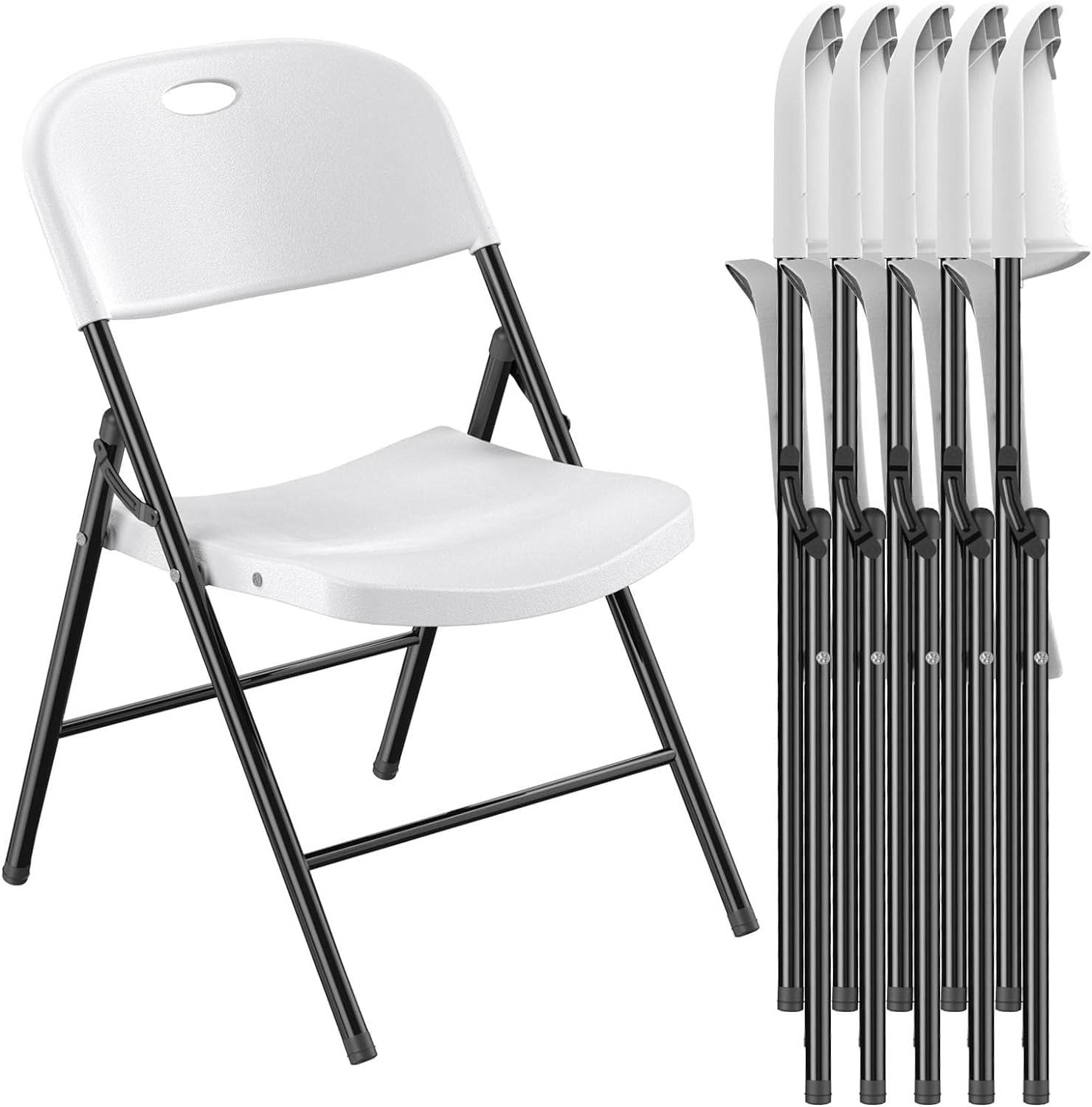 XYTREW 350 Weight Limit Heavy Duty Plastic Folding Chair with Reinfoced ...
