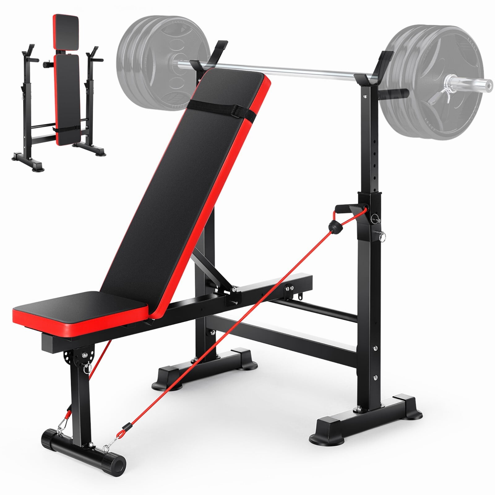 XYTREW 600LBS 4 in 1 Adjustable Weight Bench, Folding Workout Bench Set ...