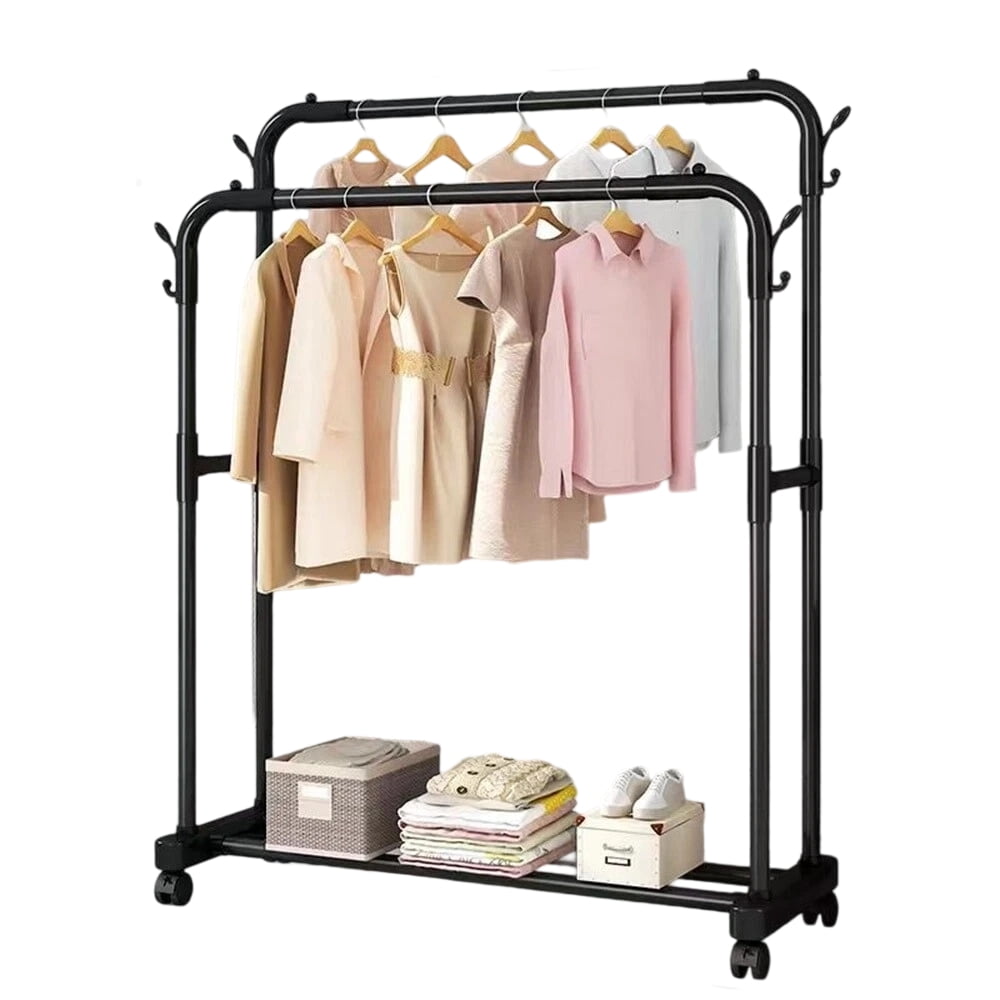 XYTREW Heavy Duty Rolling Garment Rack - Double Rails Clothing ...