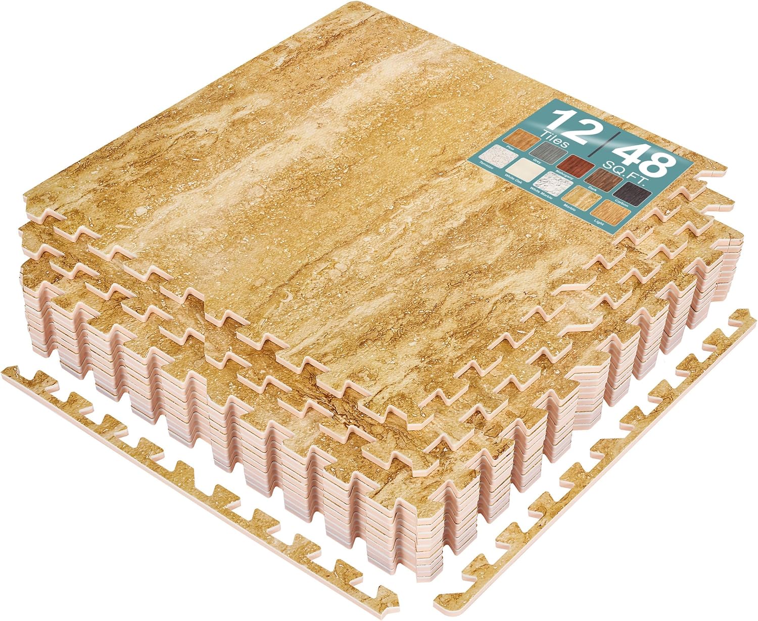 XYTREW Wood Grain Floor Tiles Foam Mat EVA Interlocking Mats Tile 3/8 ...