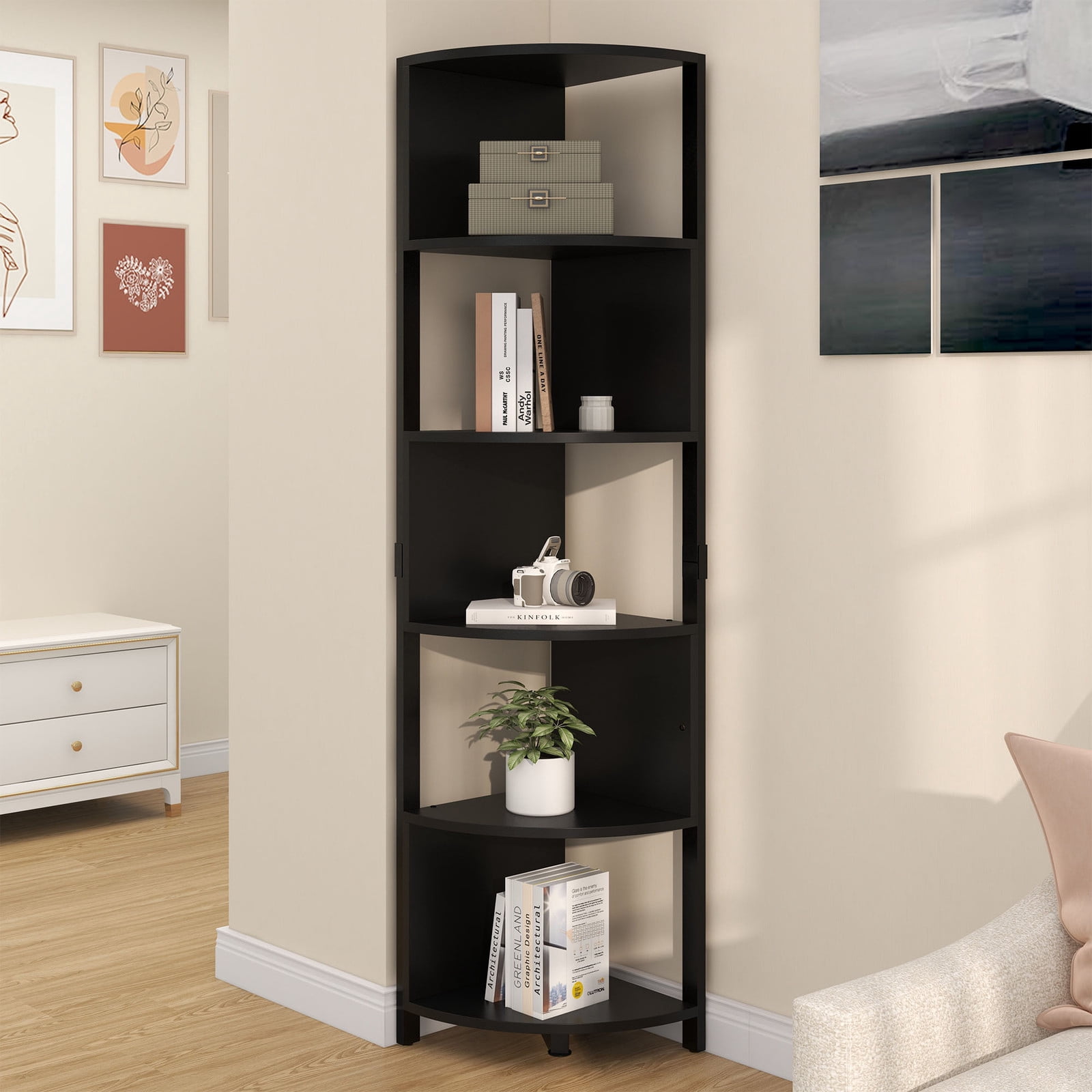 XYTREW68.8 "6-Tier Zigzag Corner Bookshelf Display Shelf Open Shelves ...