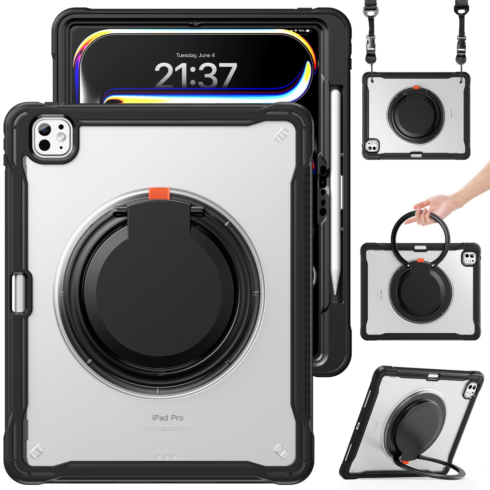 XYX For iPad Pro 13 inch Case (2025 M5/2024 M4), 360 Rotating Hand Grip ...