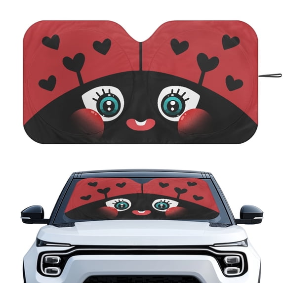 XYZCANDO Automotive Sun Shade with Cute Ladybug Face, Universal Fit ...