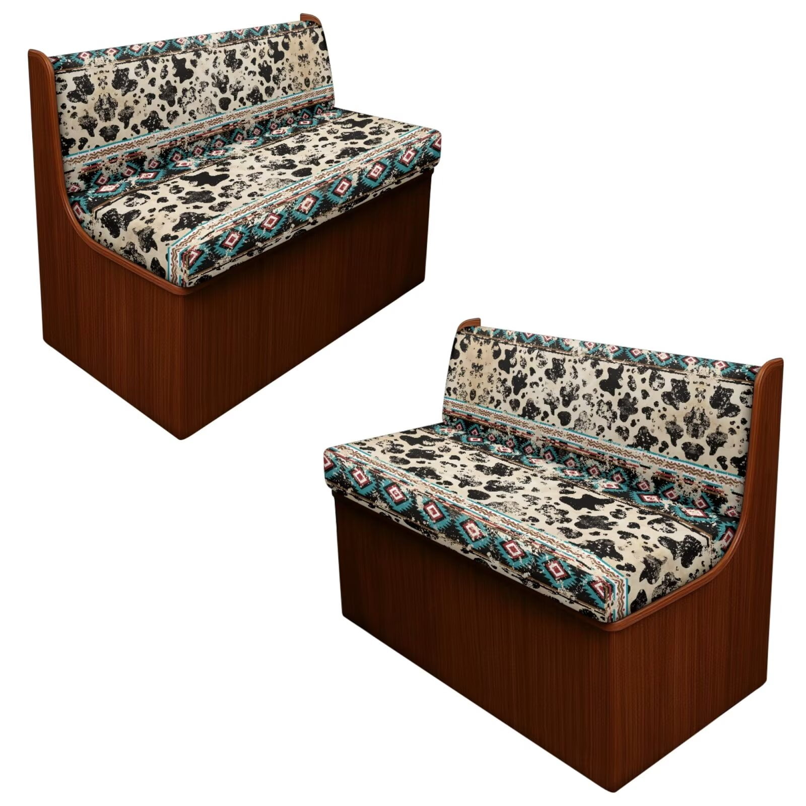 XYZCANDO Aztec Style Cow Print RV Dinette Cushion Covers Camper ...