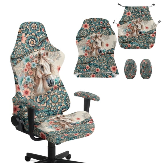 XYZCANDO Boho Flower Gaming Chair Cover Office Chair Cover Set of 4 ...