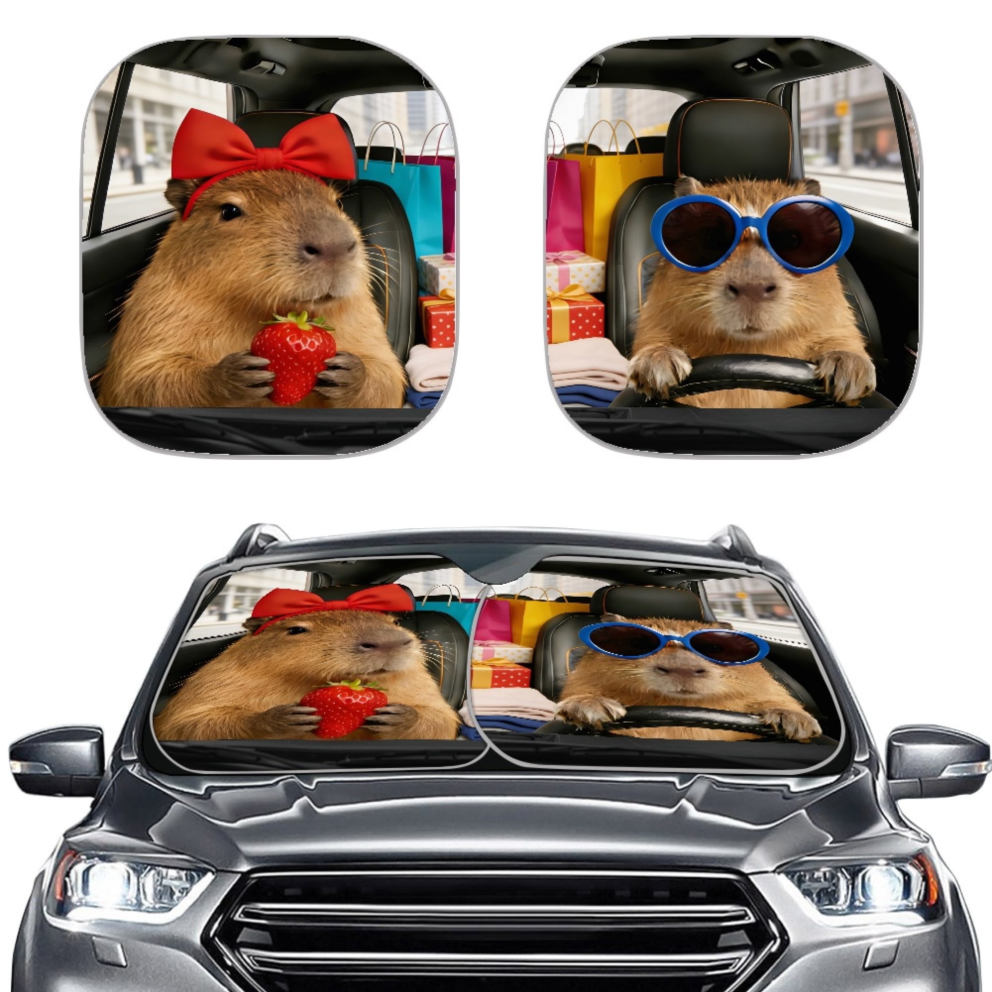 XYZCANDO Car Front Windshield Sunshades Featuring Capybara Shopping ...