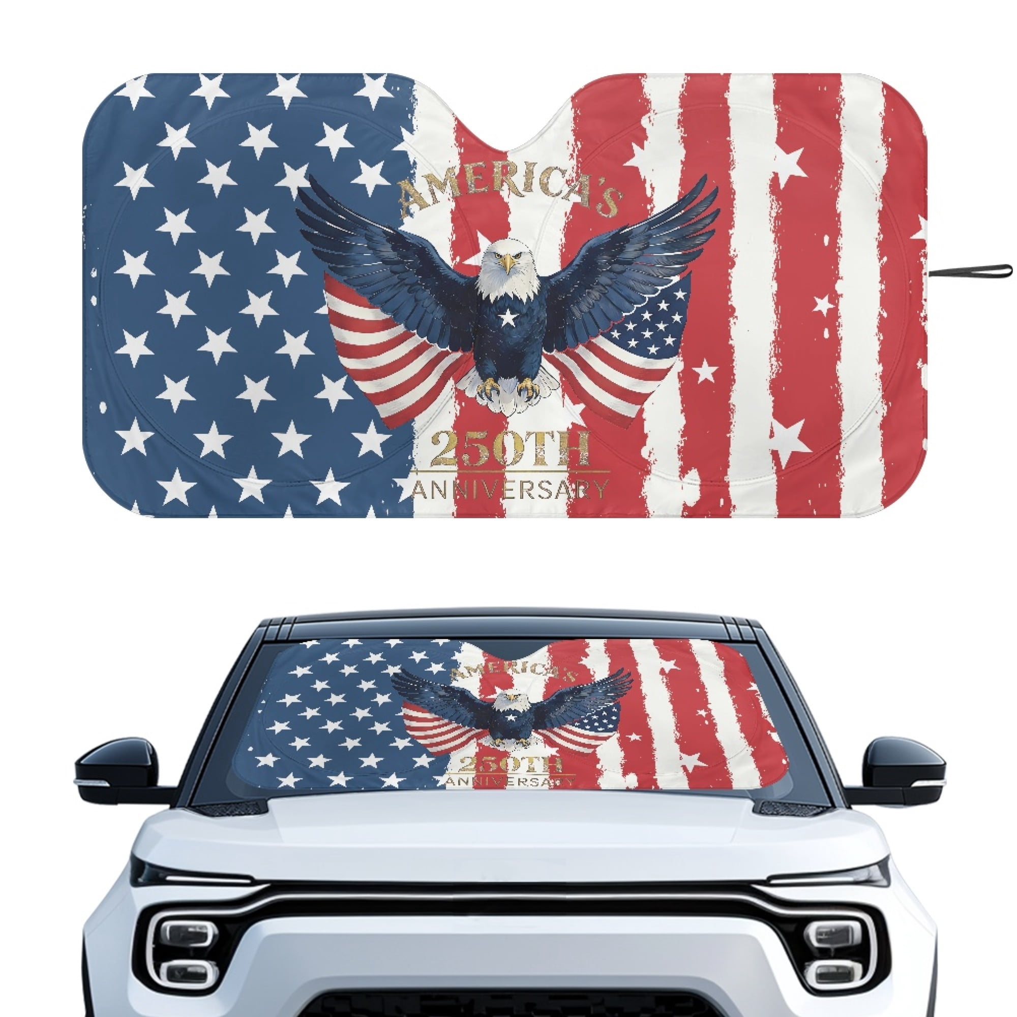 XYZCANDO Car Sun Shade with 250Th Anniversary American Eagle Flag ...