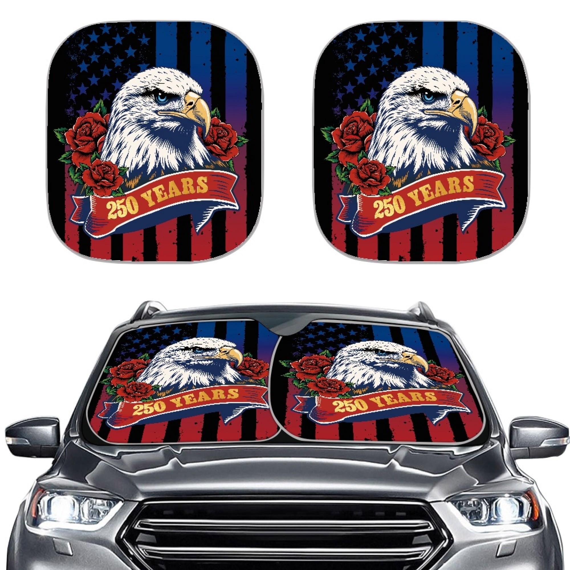 XYZCANDO Car Sun Shade with 250th Anniversary Eagle, Patriotic ...
