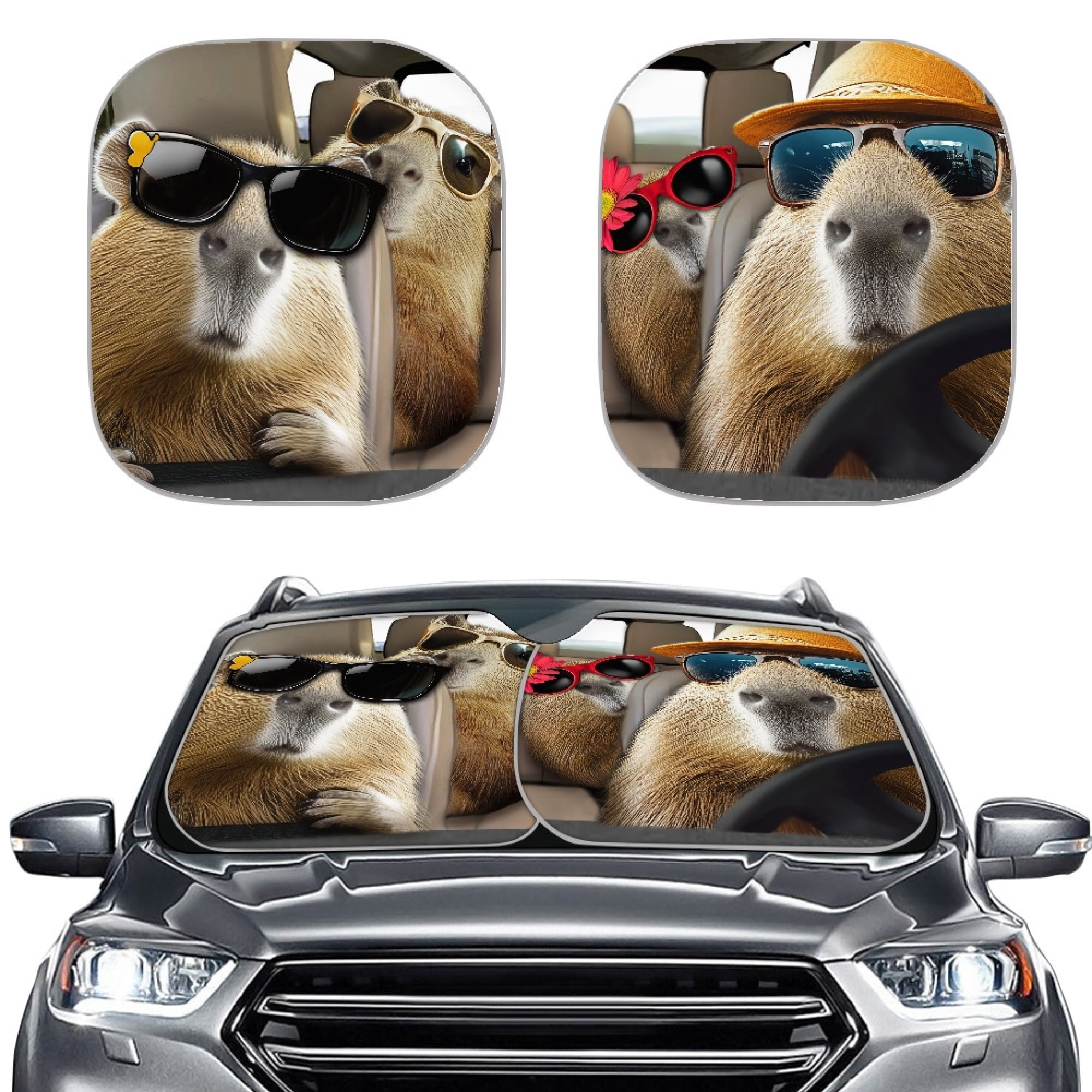 XYZCANDO Car Sun Shade with Capybara Design, Windshield Sun Shade for ...