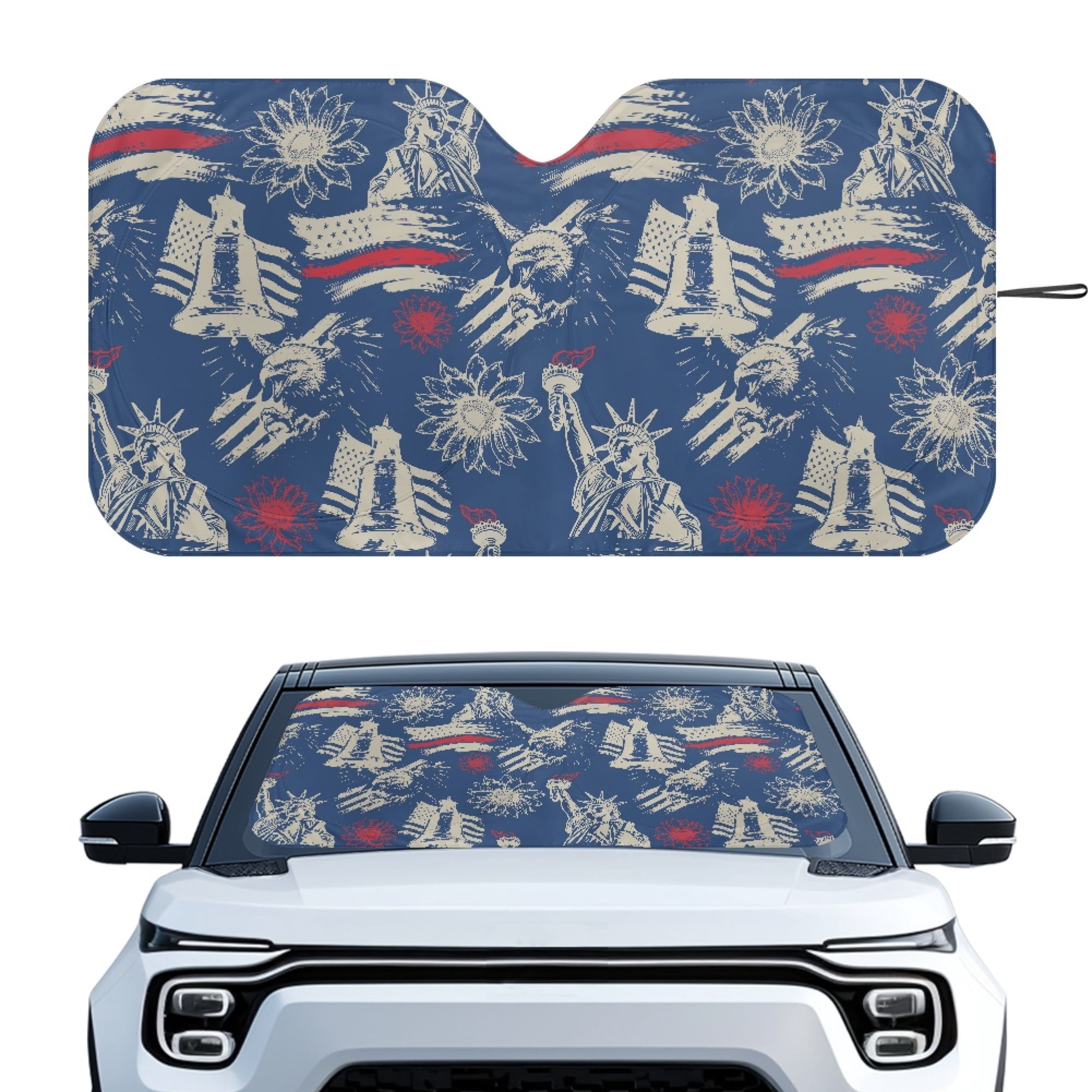 XYZCANDO Car Windshield Sun Shade with Patriotic Symbols, Foldable ...