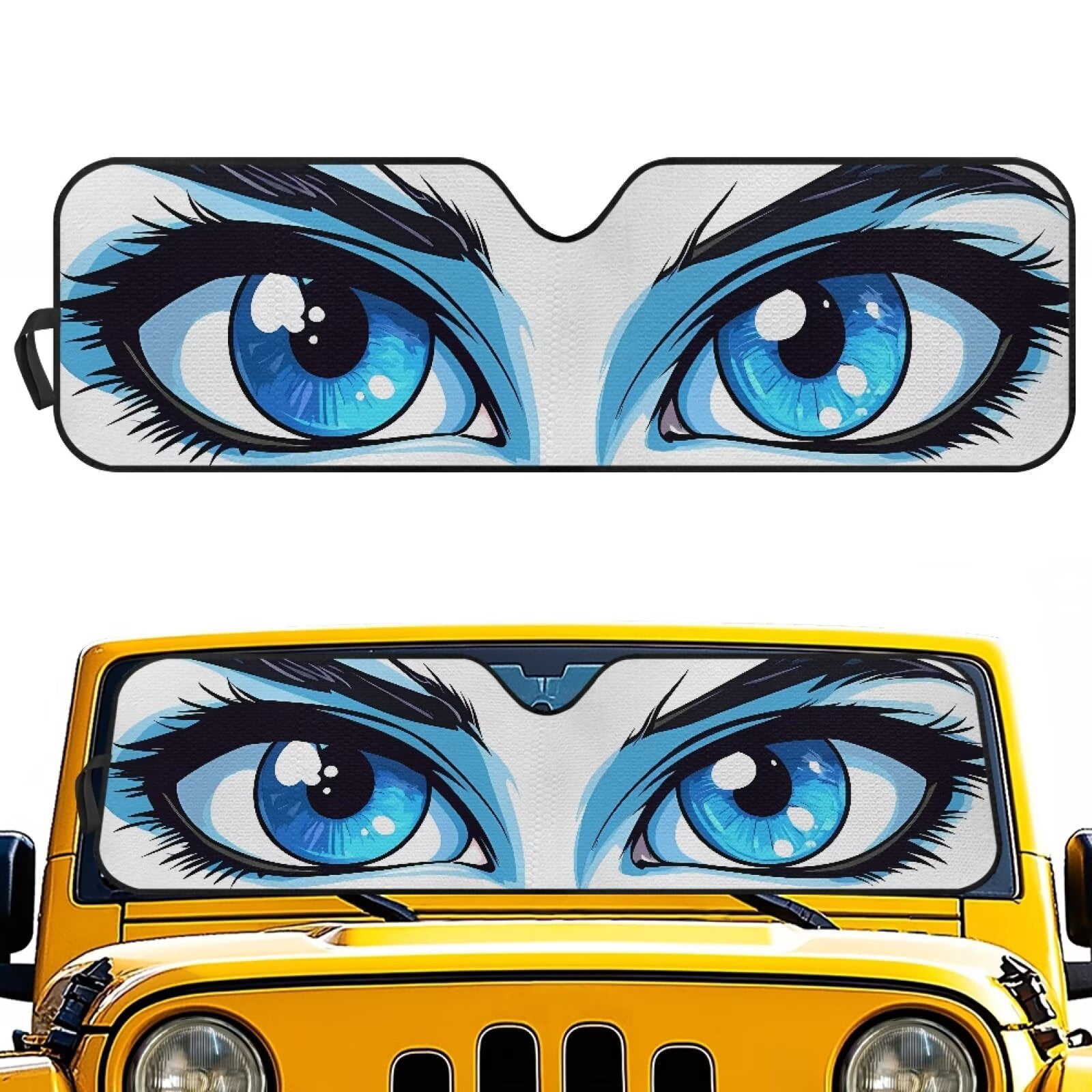 XYZCANDO Cartoon Blue Eyes Windshield Sun Shade for Jeep Wrangler JL ...